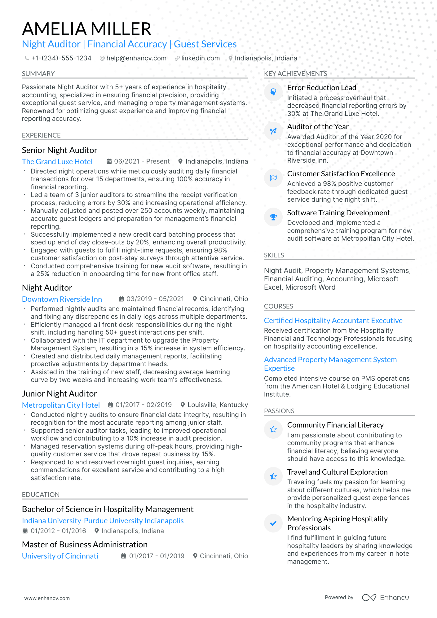 10 Night Auditor Resume Examples & Guide for 2025