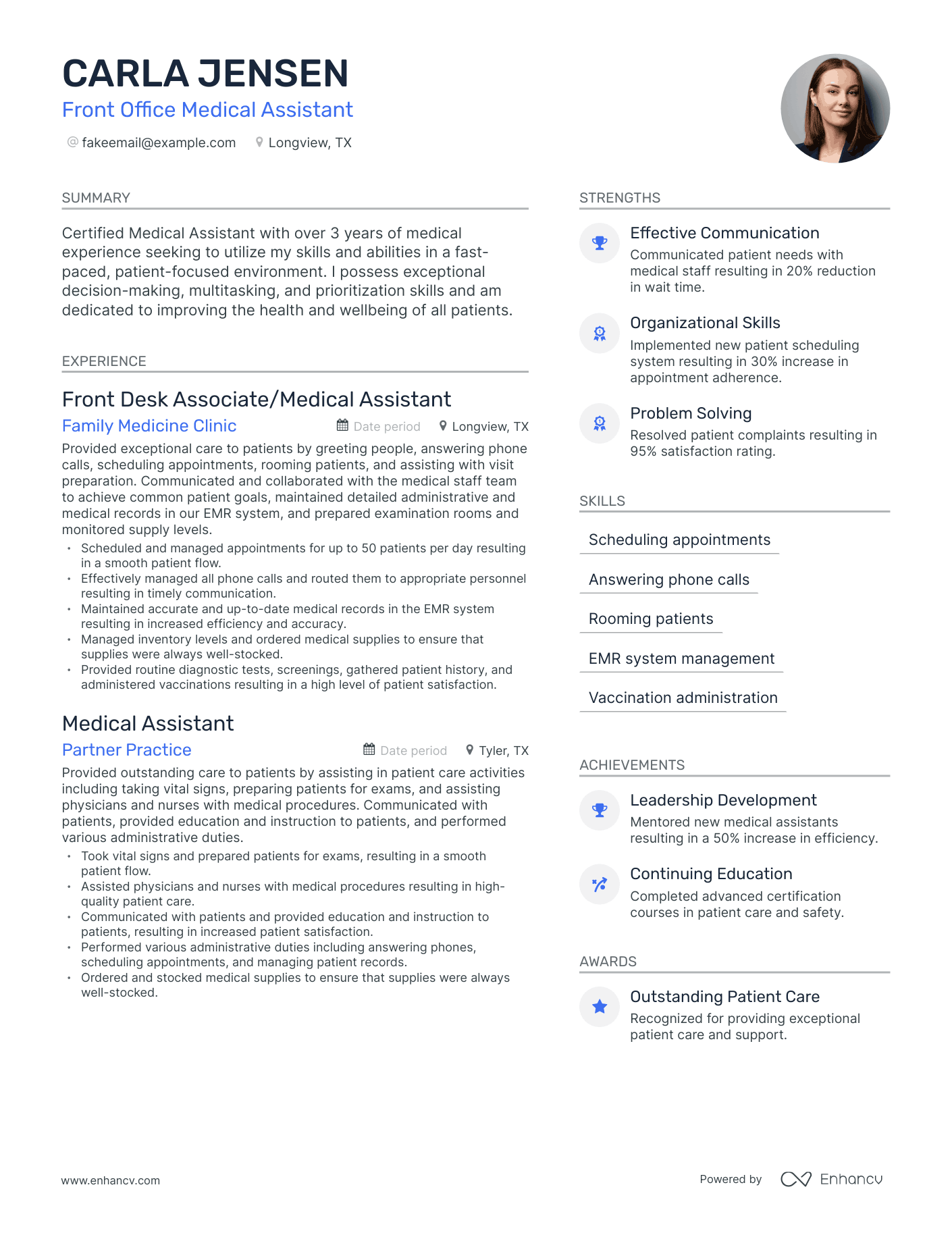 5 Front Office Medical Assistant Resume Examples & Guide For 2024