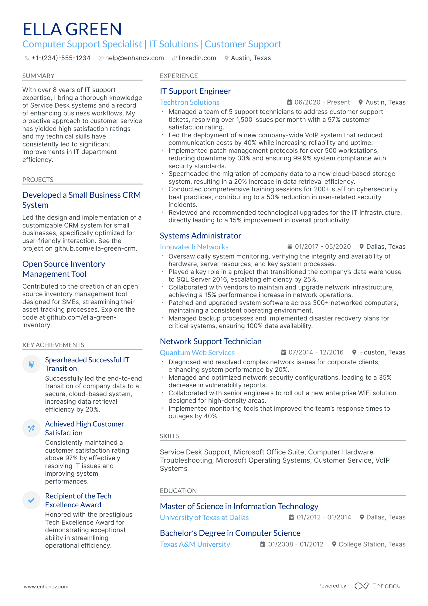 10 Computer Support Specialist Resume Examples & Guide for 2026