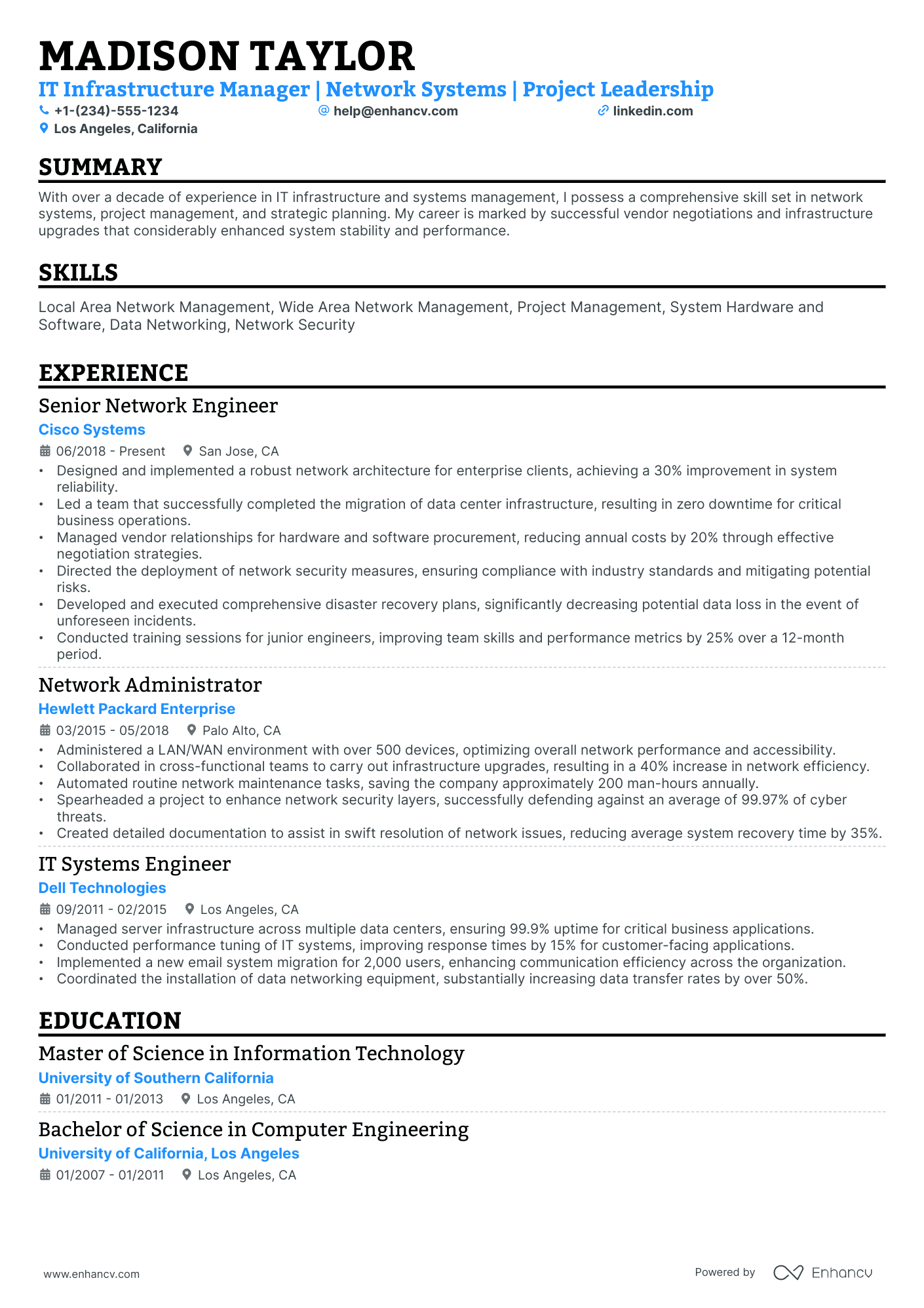 10 IT Infrastructure Manager Resume Examples & Guide for 2025