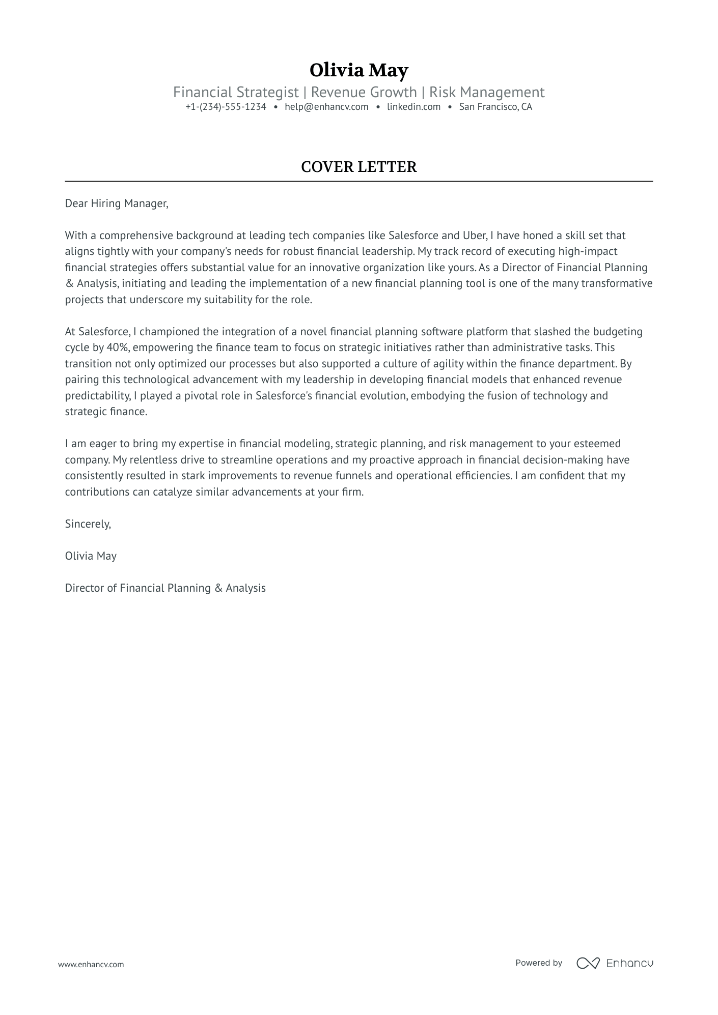 13 Professional Finance Manager Cover Letter Examples and Template for ...