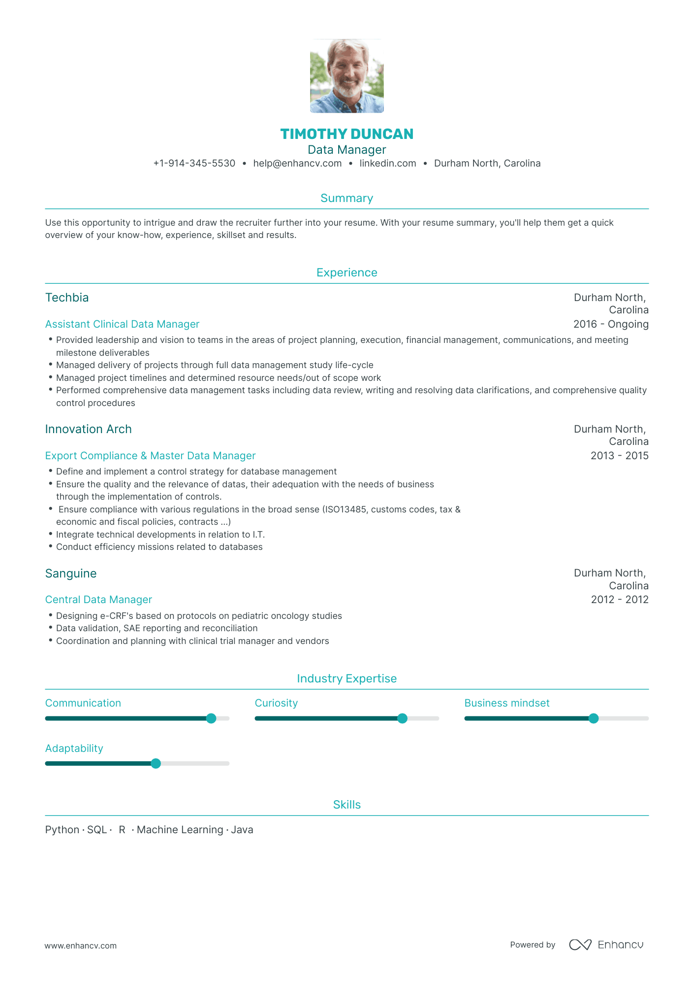 Data Manager Resume Examples & Guide for 2023 (Layout, Skills, Keywords ...