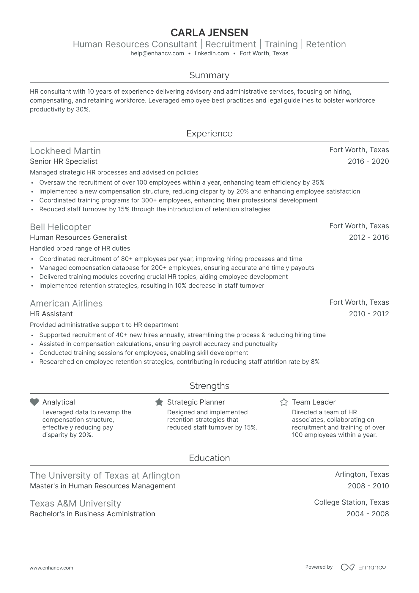 5 Human Resources Consultant Resume Examples & Guide for 2024