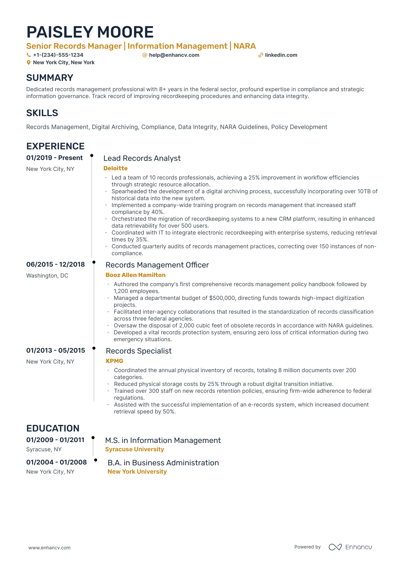 10 Records Manager Resume Examples & Guide for 2026