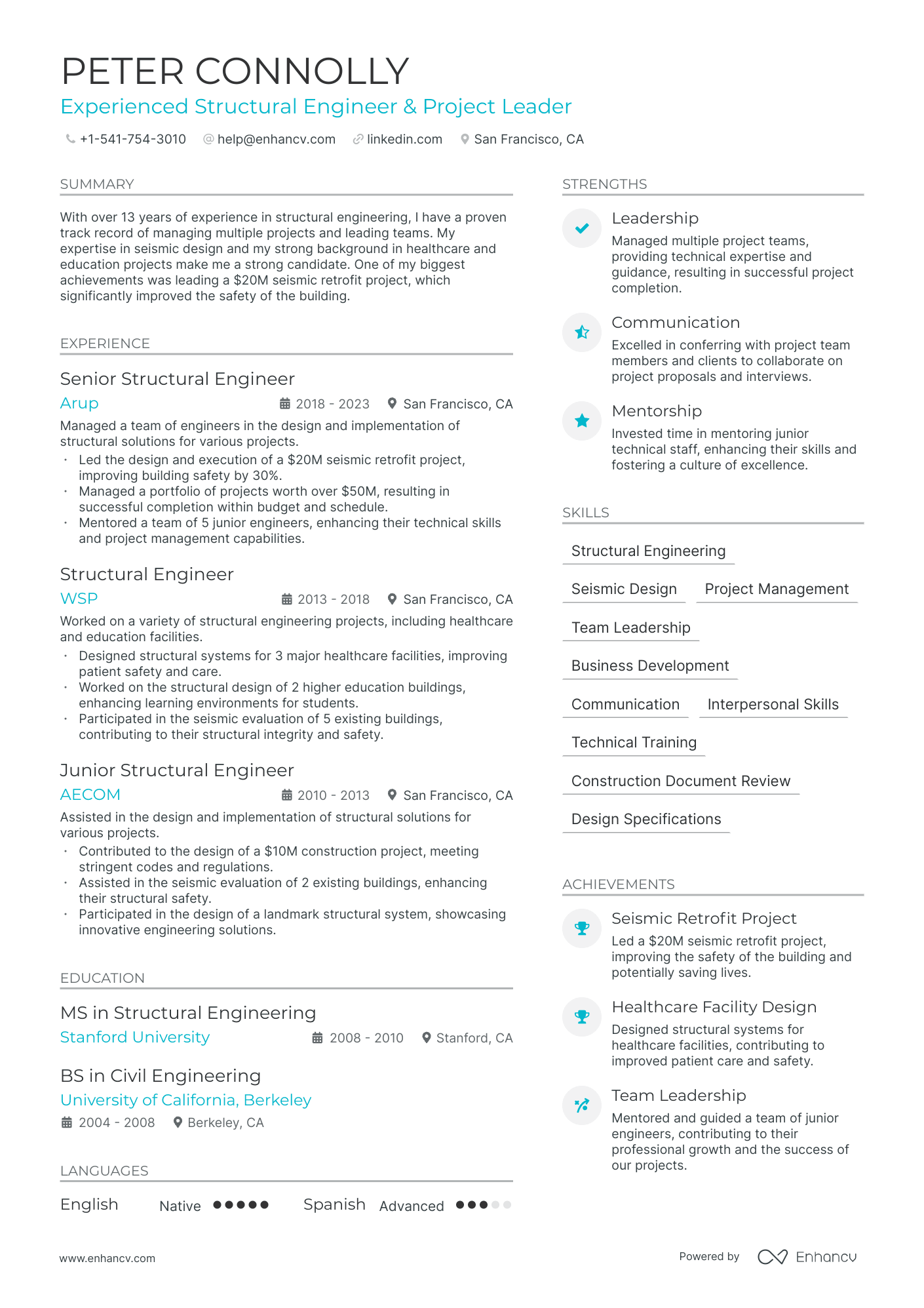 5 Structural Engineer Resume Examples & Guide for 2025