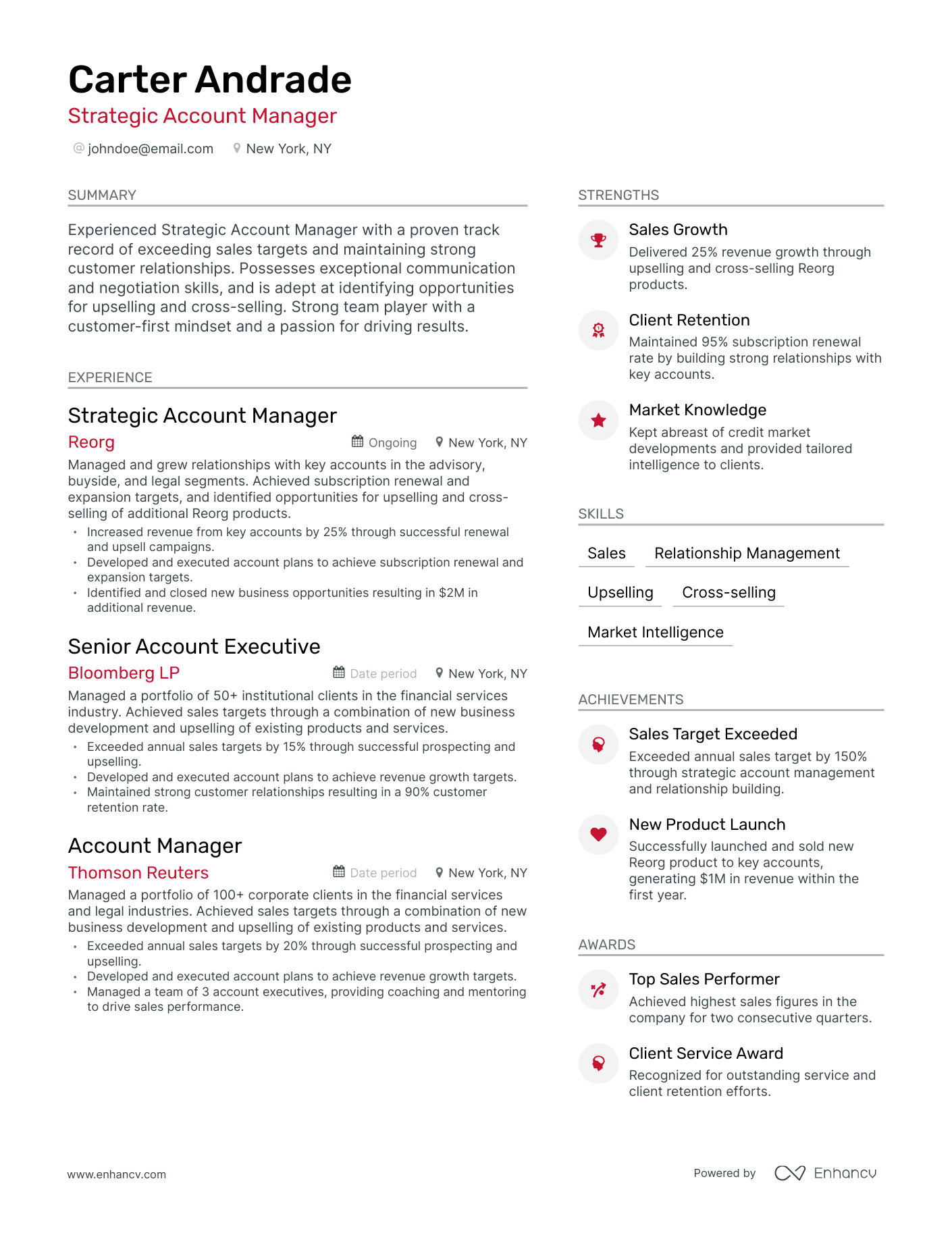 5 Strategic Account Manager Resume Examples & Guide for 2024