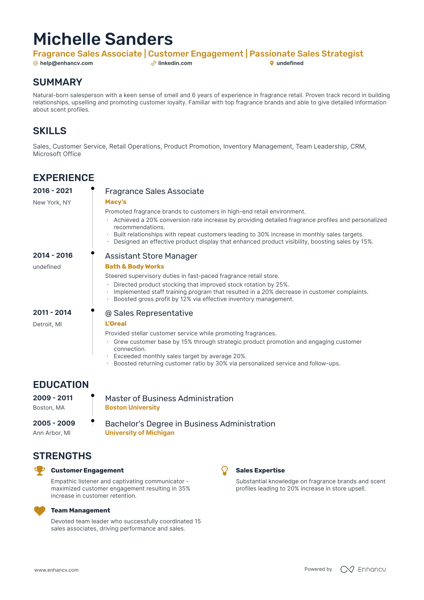 10 Fragrance Sales Associate Resume Examples & Guide for 2026