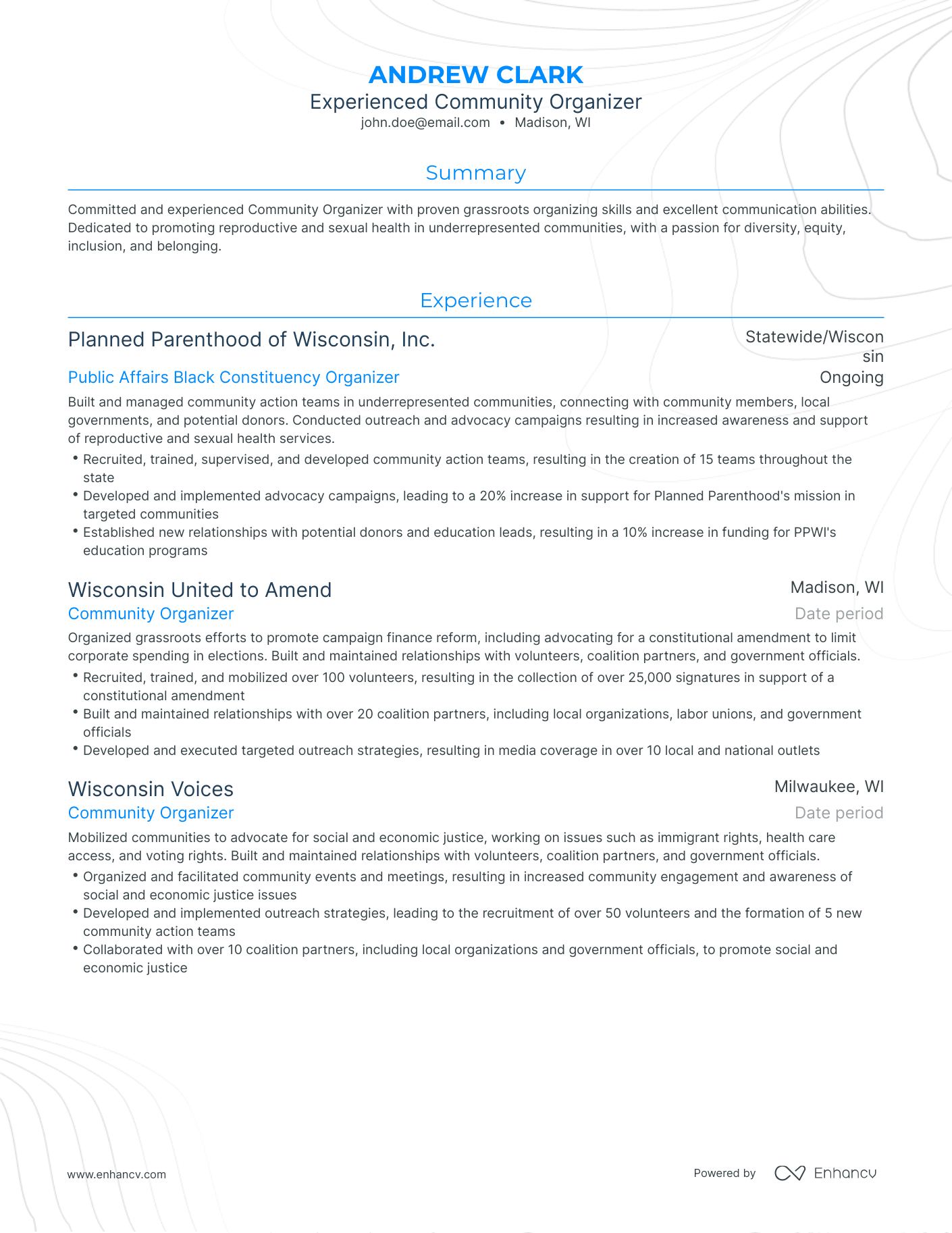 5 Community Organizer Resume Examples & Guide for 2023