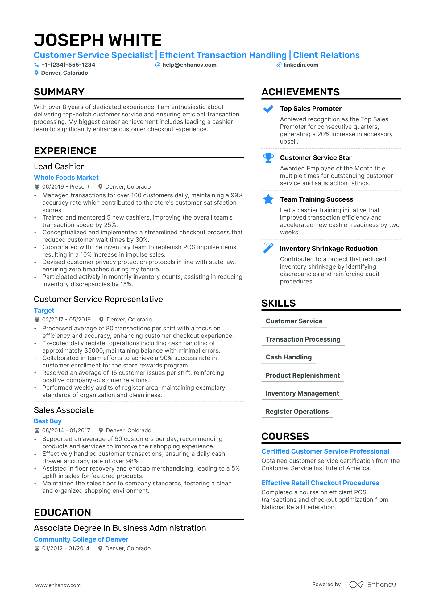 10 Cashier Resume Examples & Guide for 2026