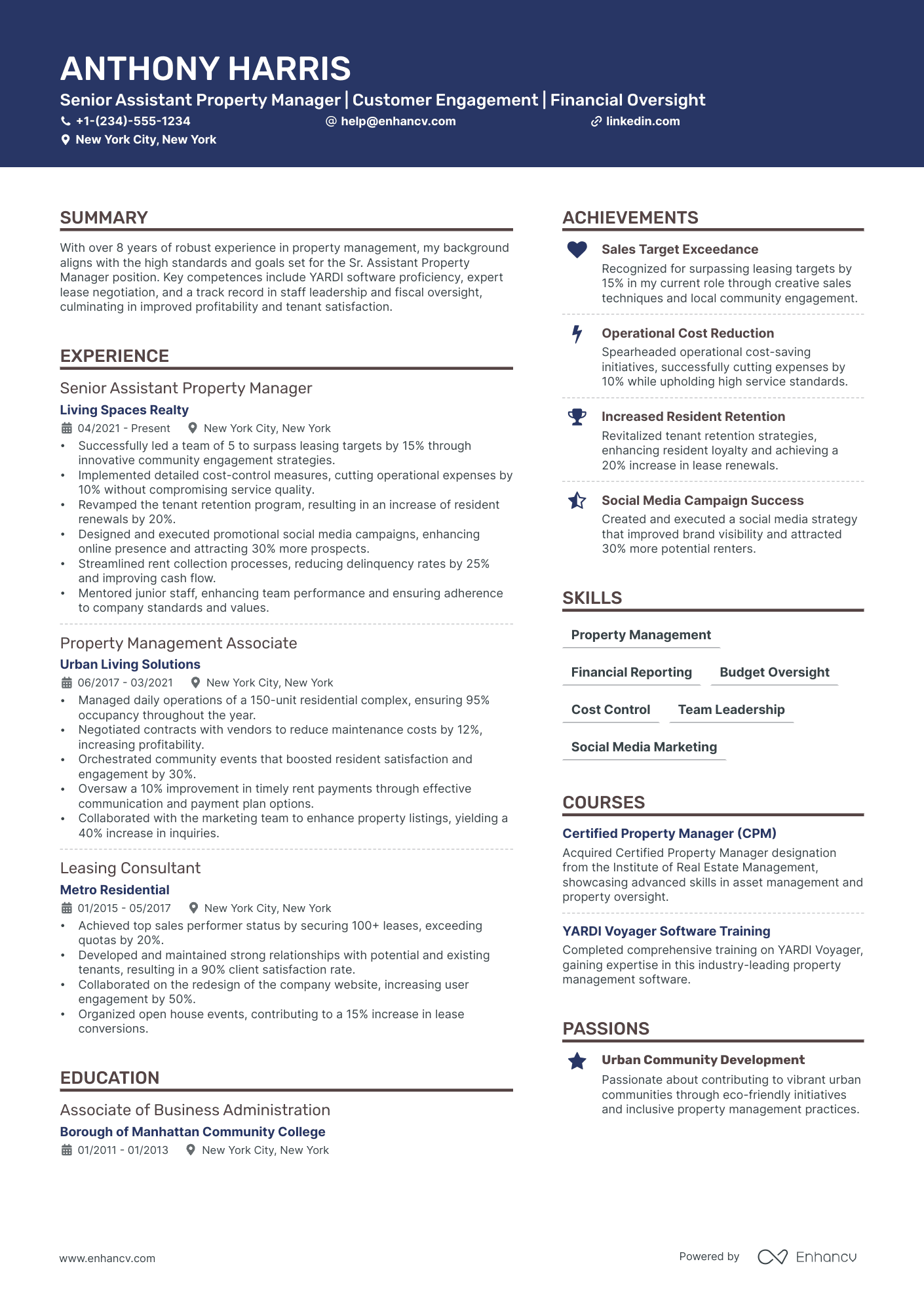 5 Assistant Property Manager Resume Examples & Guide for 2024