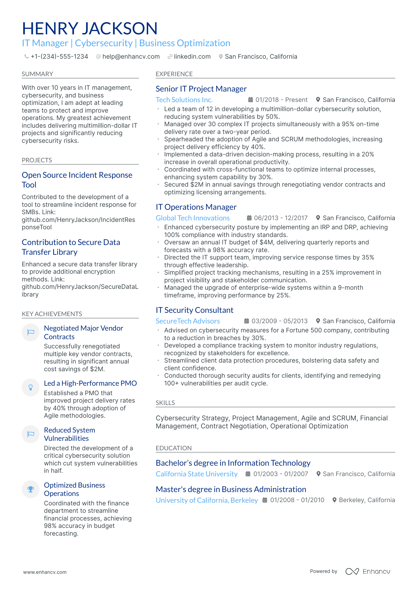 10 Technology Manager Resume Examples & Guide for 2025