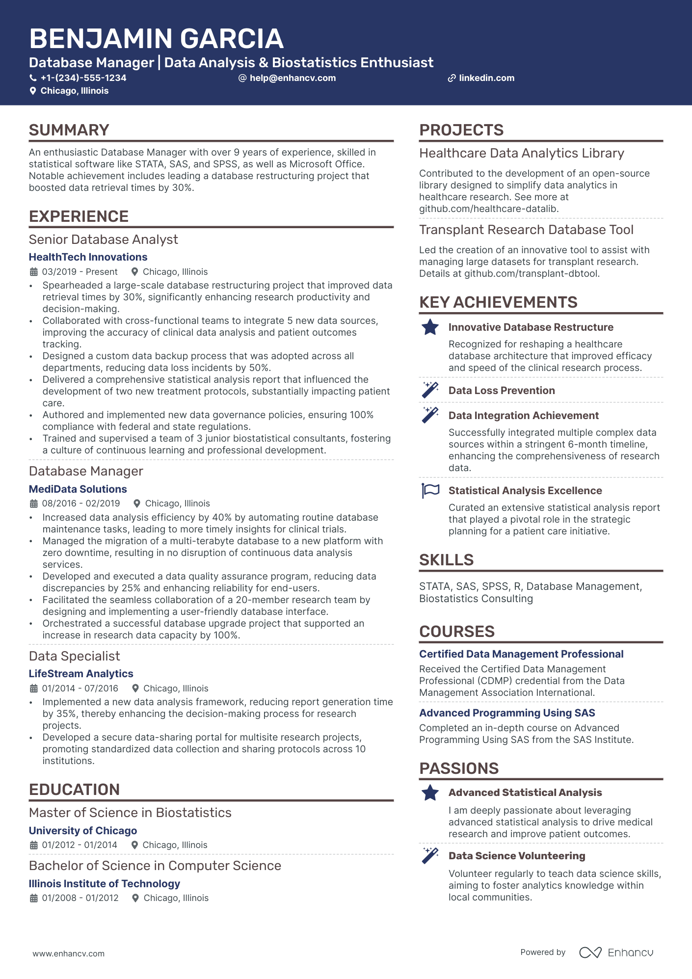 10 Database Manager Resume Examples & Guide for 2026