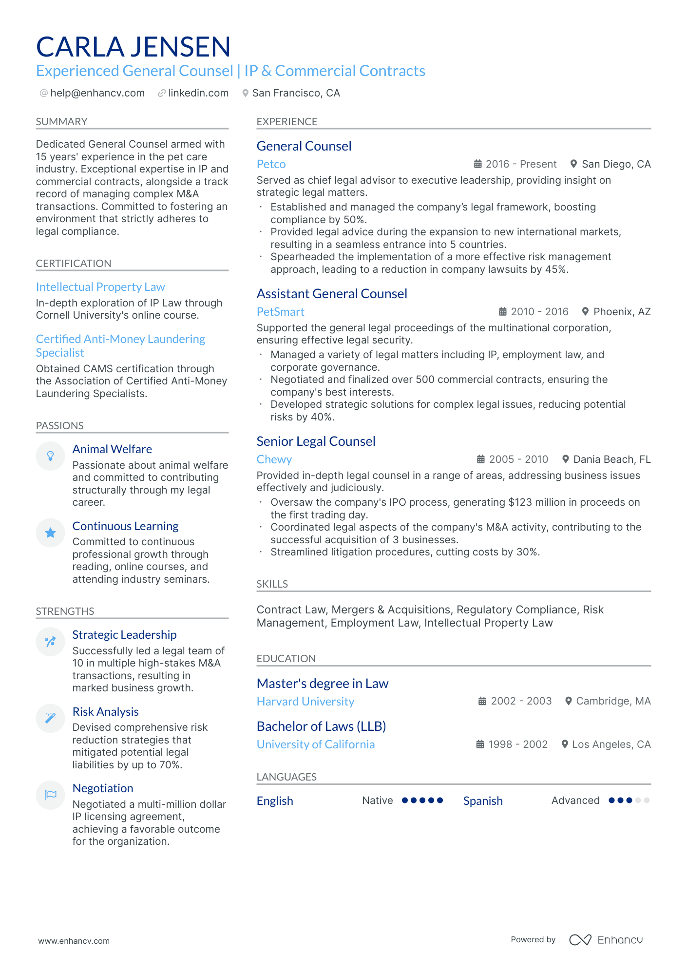 10 General Counsel Resume Examples & Guide for 2026