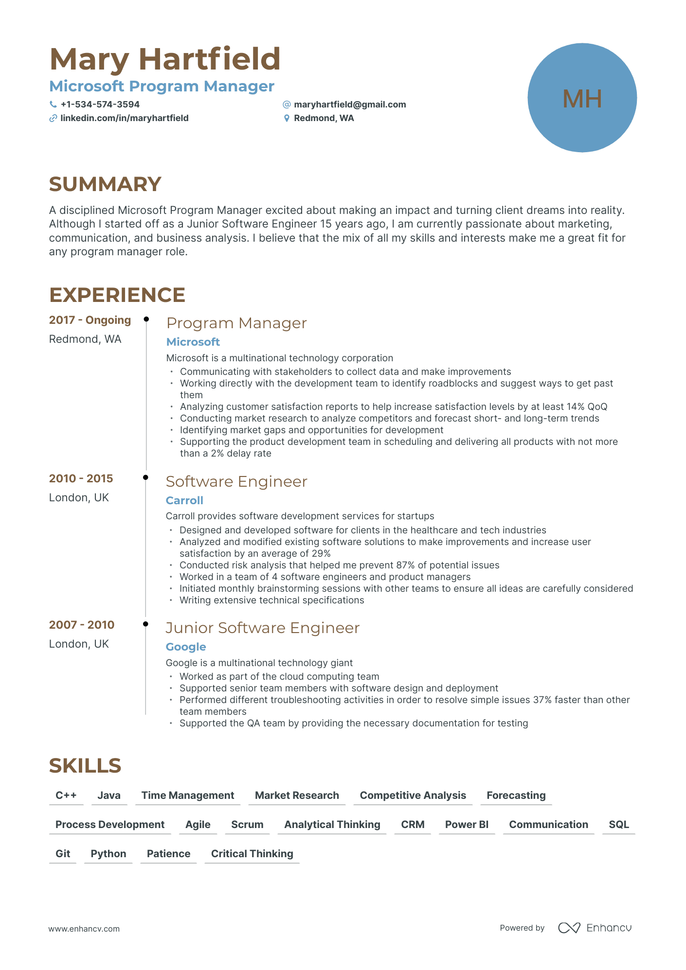 5 Microsoft Program Manager Resume Examples & Guide for 2024