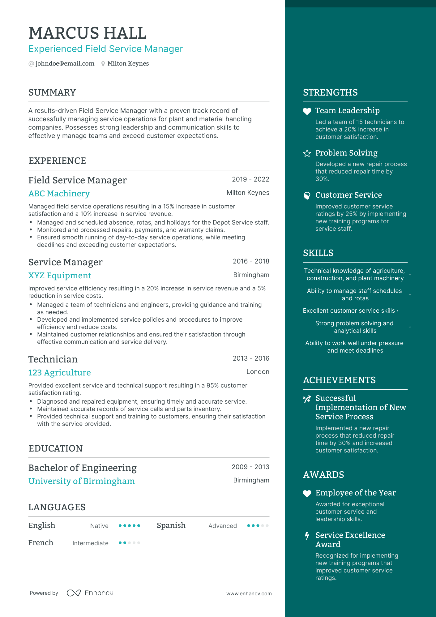 5 Field Service Manager Resume Examples & Guide for 2023