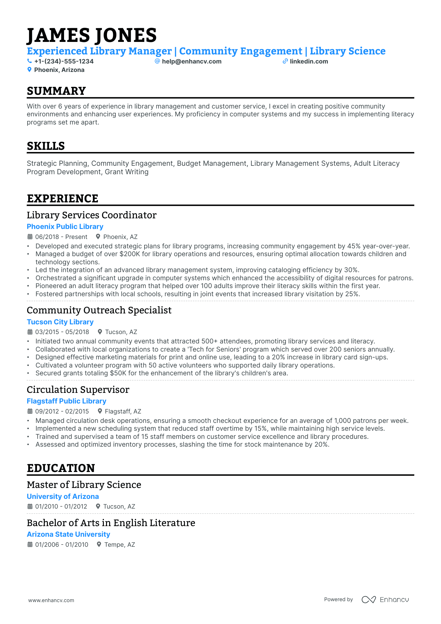 10 Library Director Resume Examples & Guide for 2026
