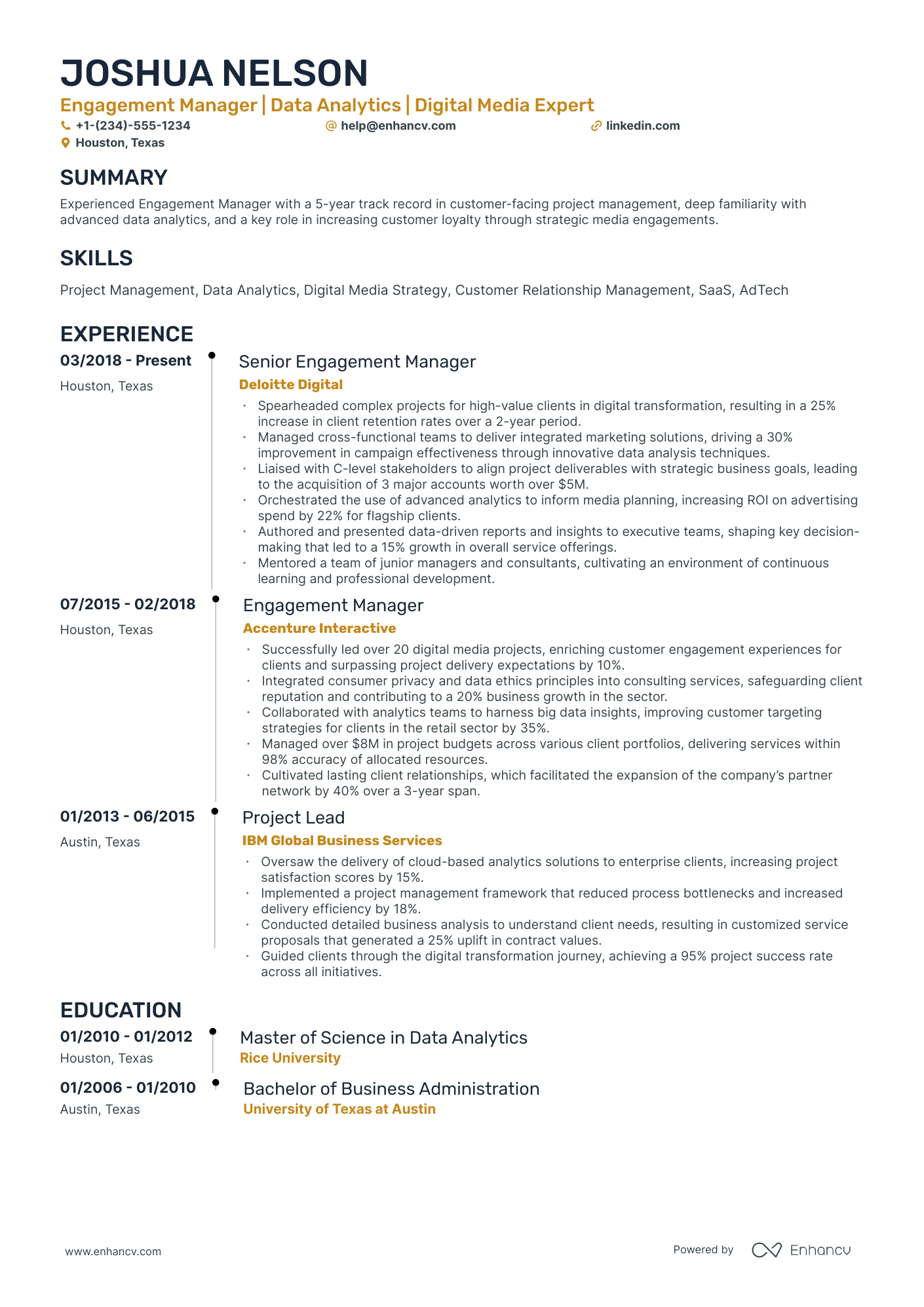 10 Engagement Manager Resume Examples & Guide for 2026