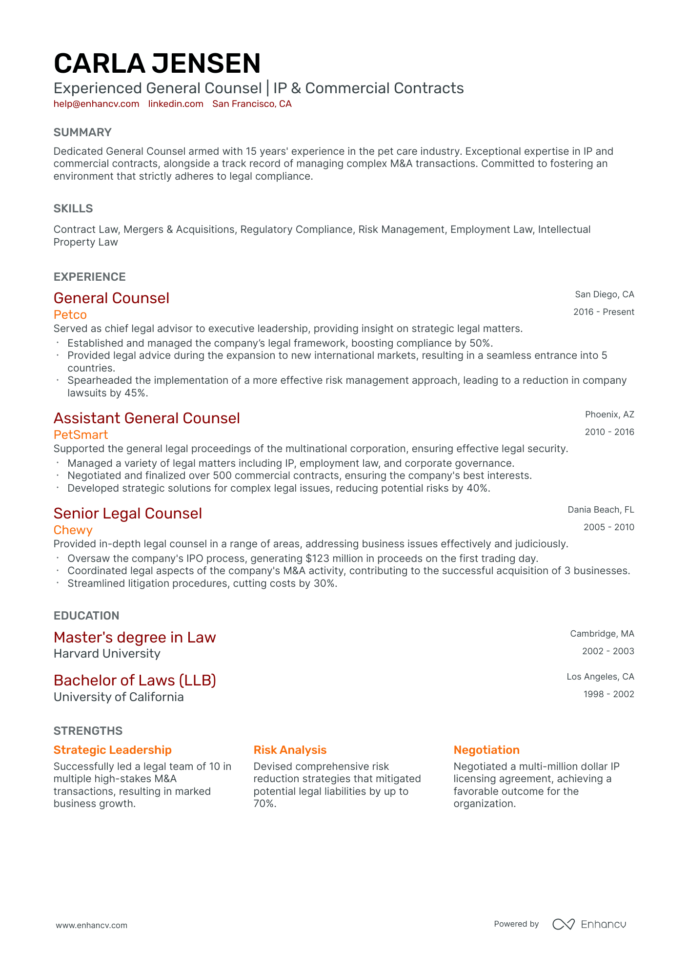 10 General Counsel Resume Examples & Guide for 2026