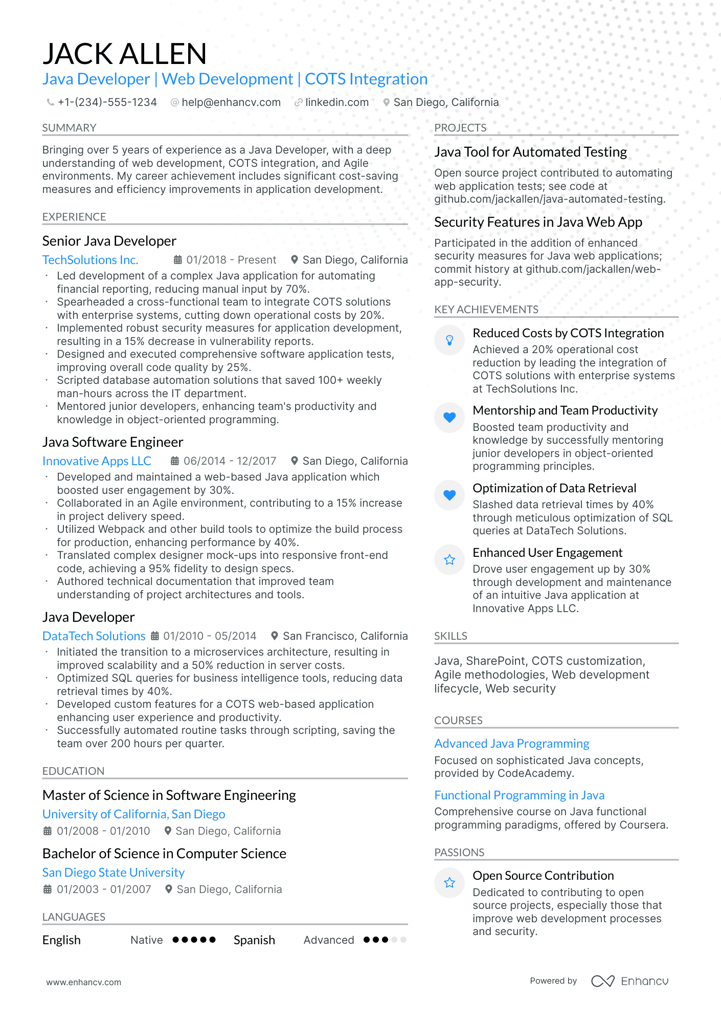 10 Java Web Developer Resume Examples & Guide for 2025