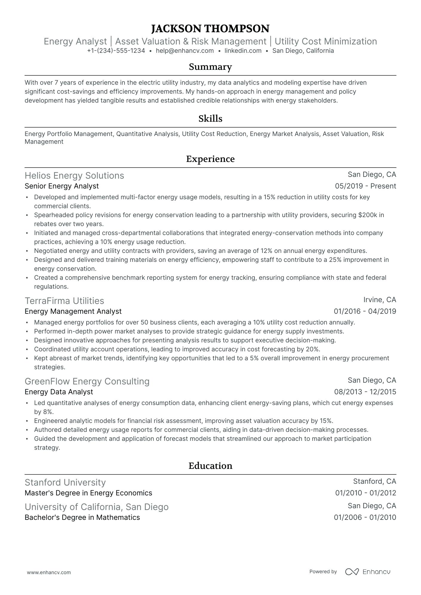 10 Energy Manager Resume Examples & Guide for 2026