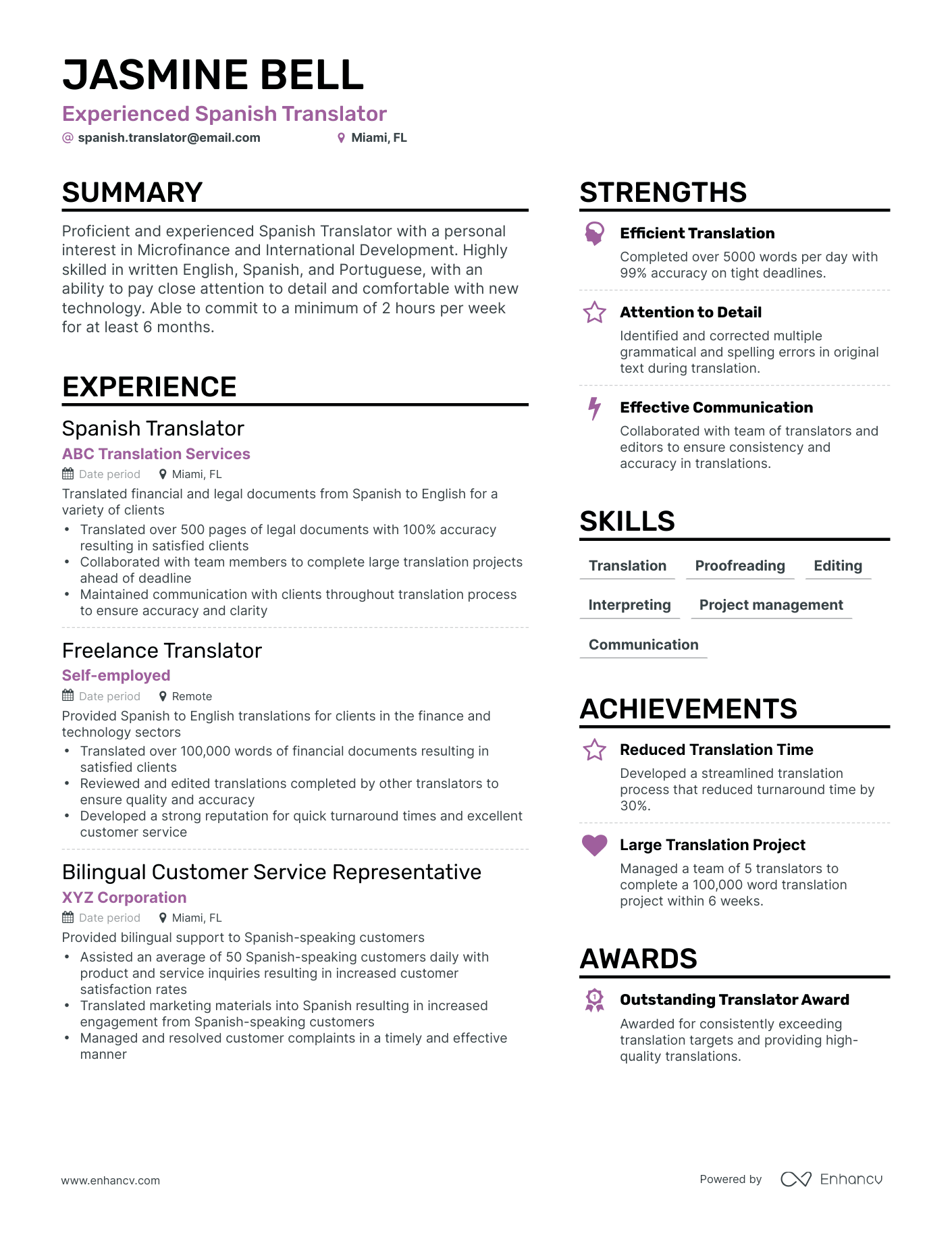 5 Spanish Translator Resume Examples & Guide for 2023