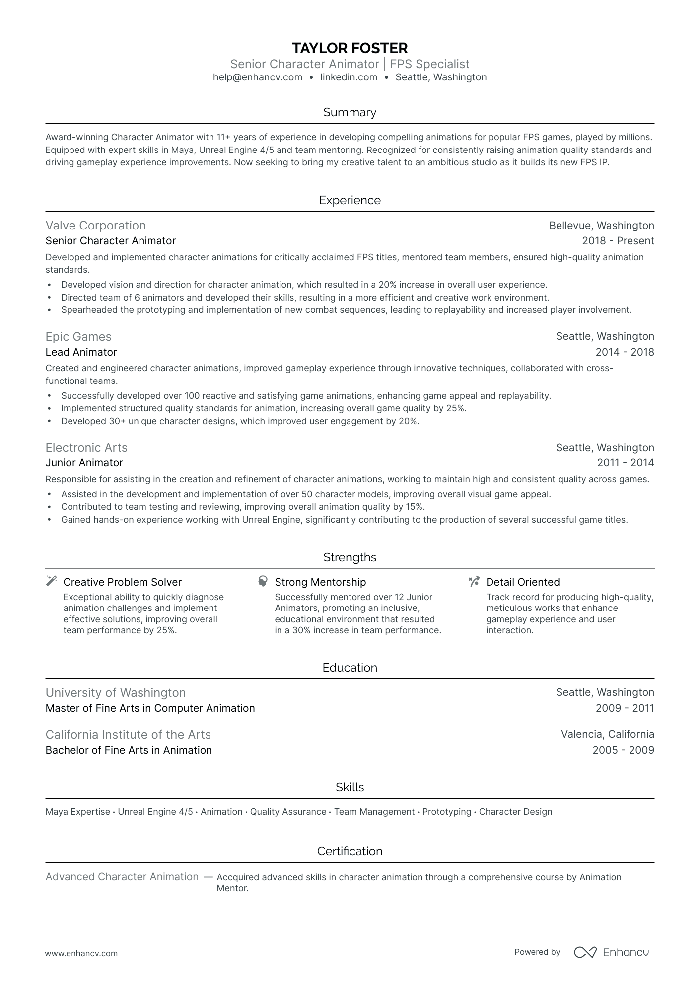 5 Character Animator Resume Examples & Guide for 2024