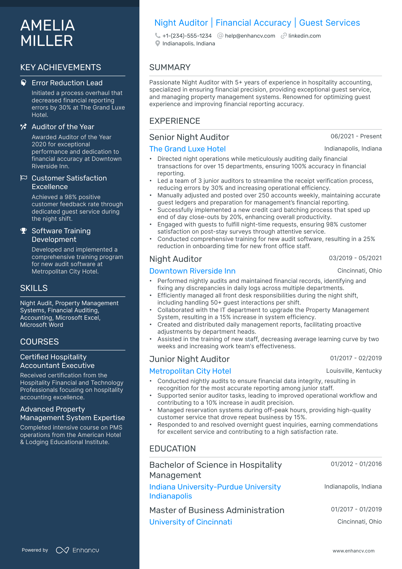 10 Night Auditor Resume Examples & Guide for 2025