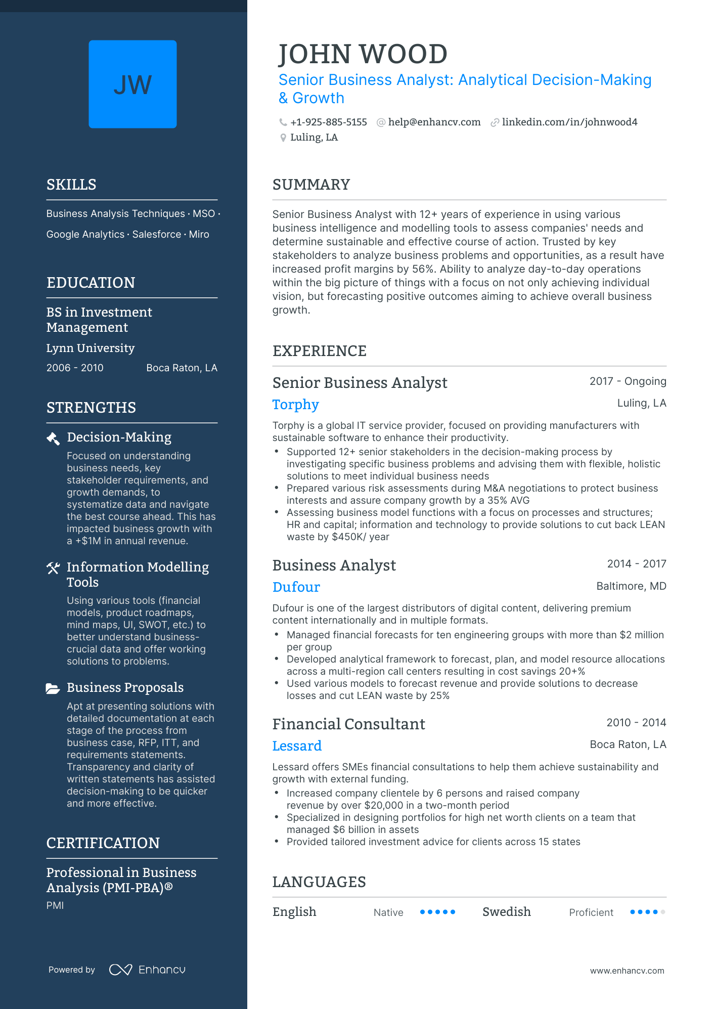 5 Senior Business Analyst Resume Examples & Guide for 2023