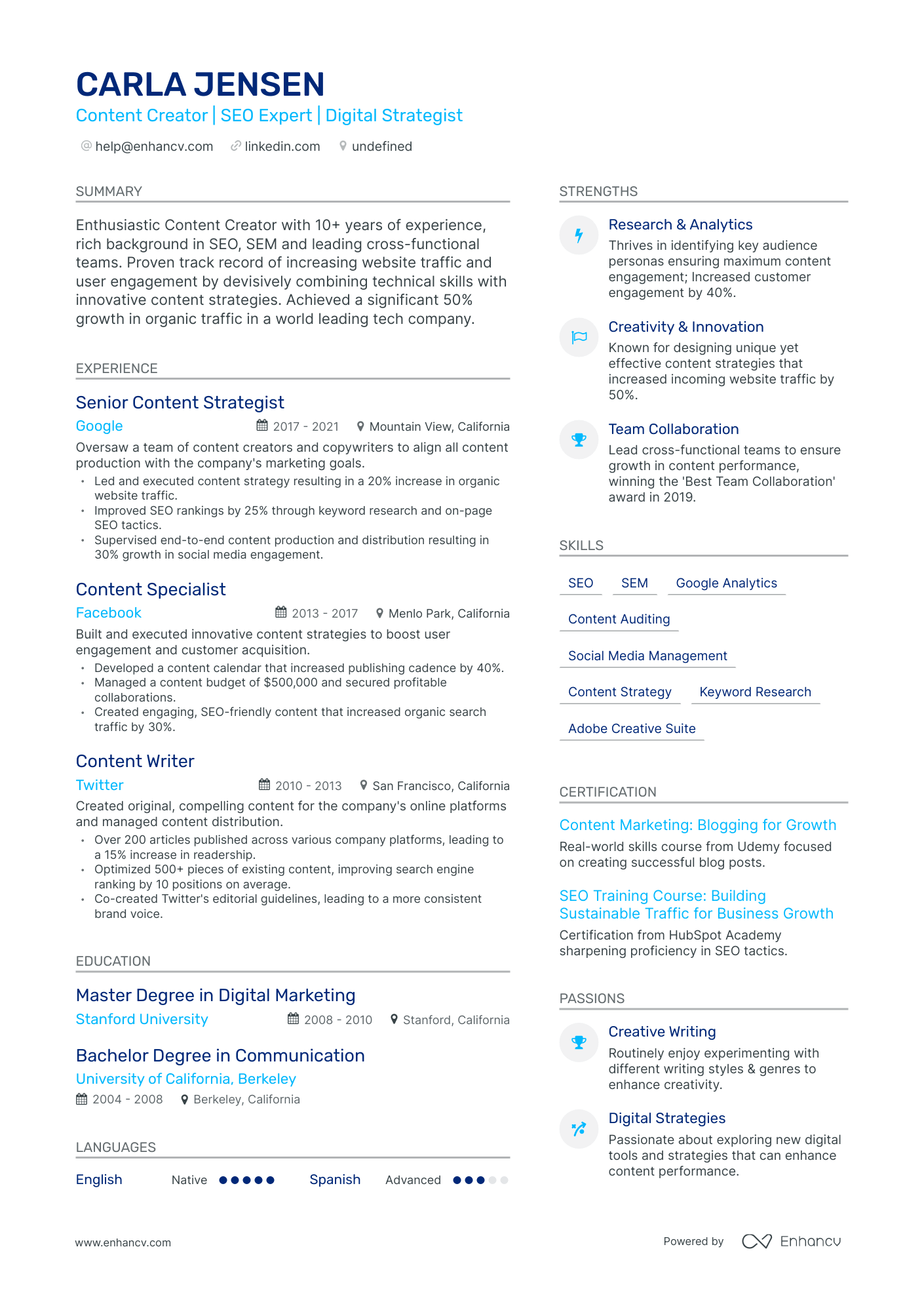 5 Content Creator Resume Examples & Guide for 2024