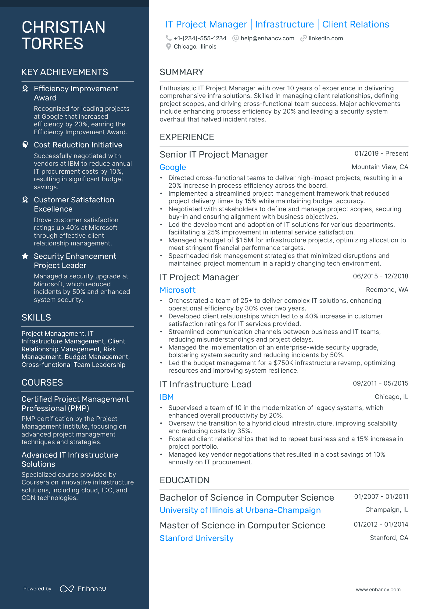 10 Infrastructure Project Manager Resume Examples & Guide for 2025