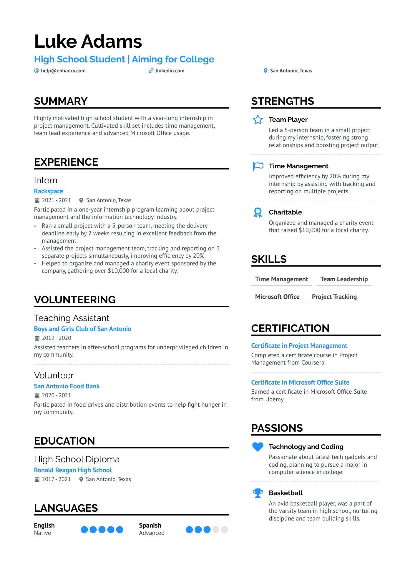 High School Student Resume Examples & Guide for 2024
