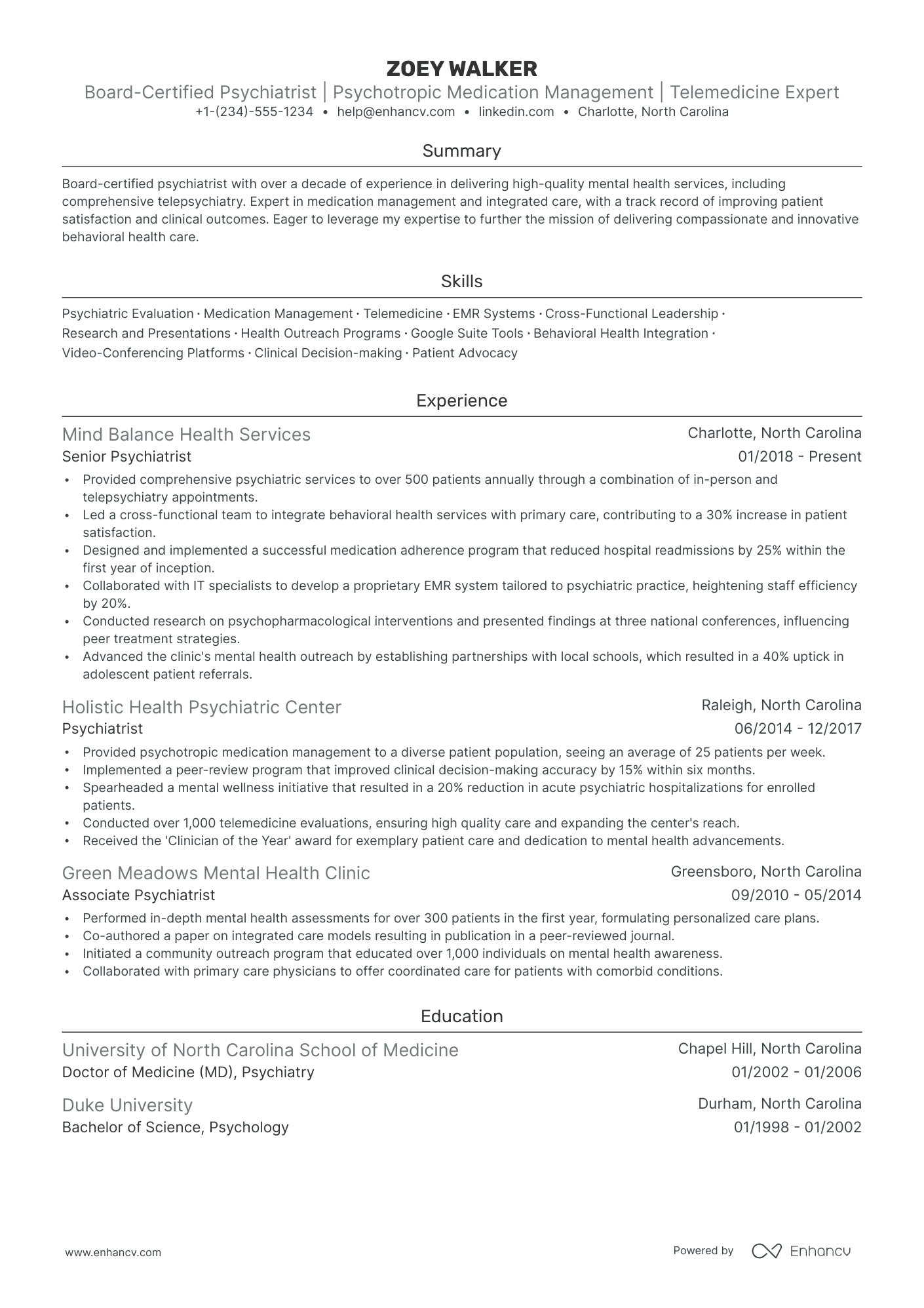 5 Psychiatrist Resume Examples & Guide for 2024
