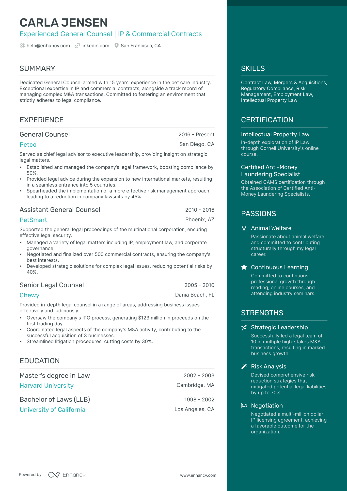 10 General Counsel Resume Examples & Guide for 2026