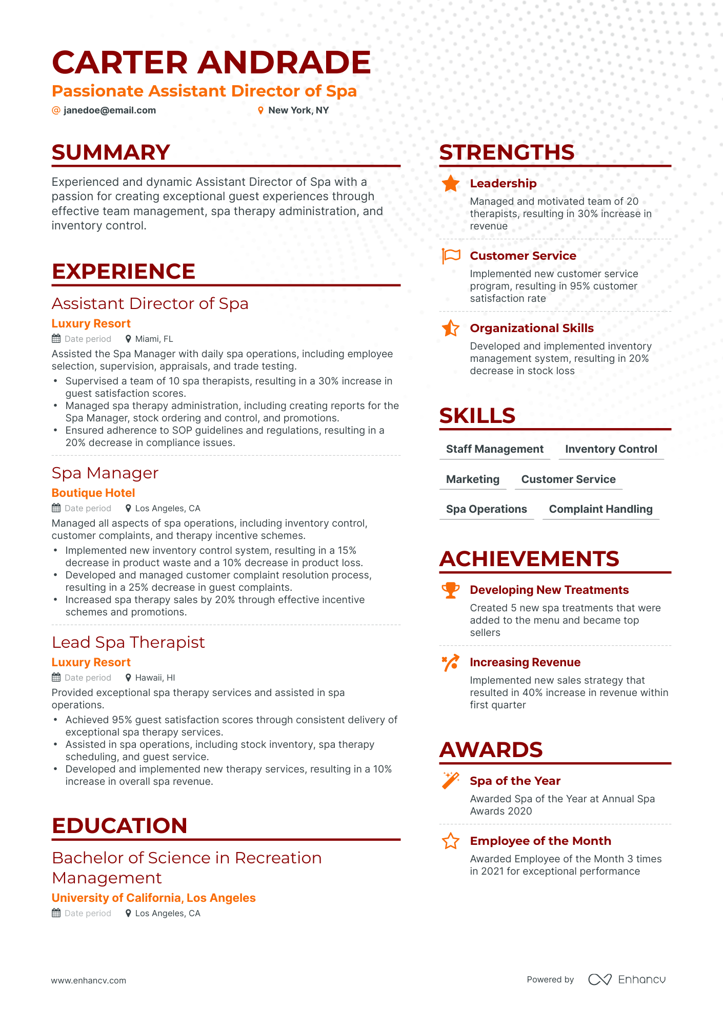 5 Spa Director Resume Examples & Guide for 2024