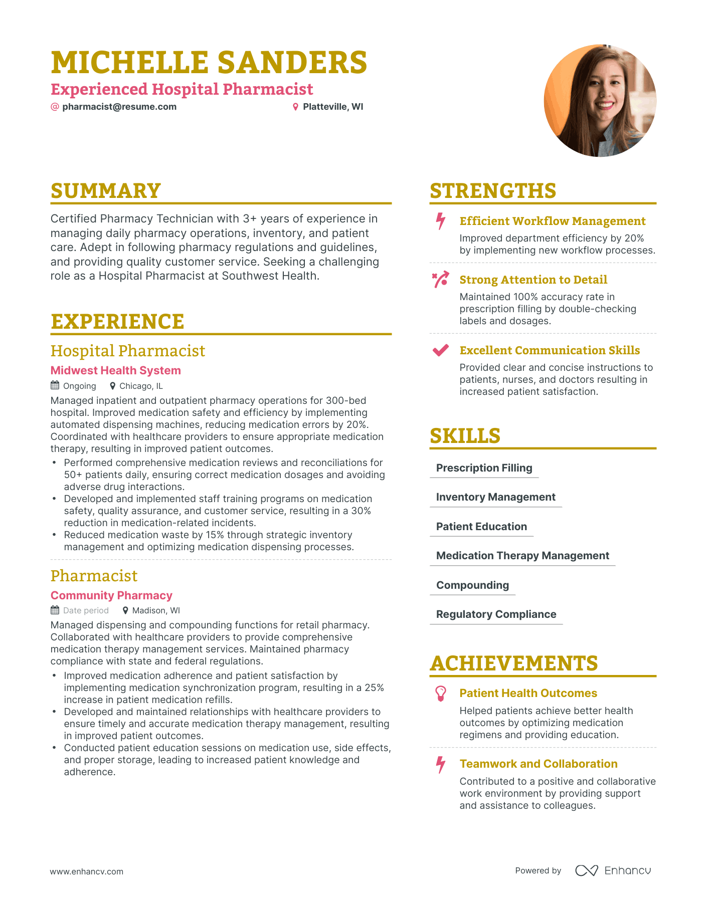 5 Hospital Pharmacist Resume Examples & Guide for 2024