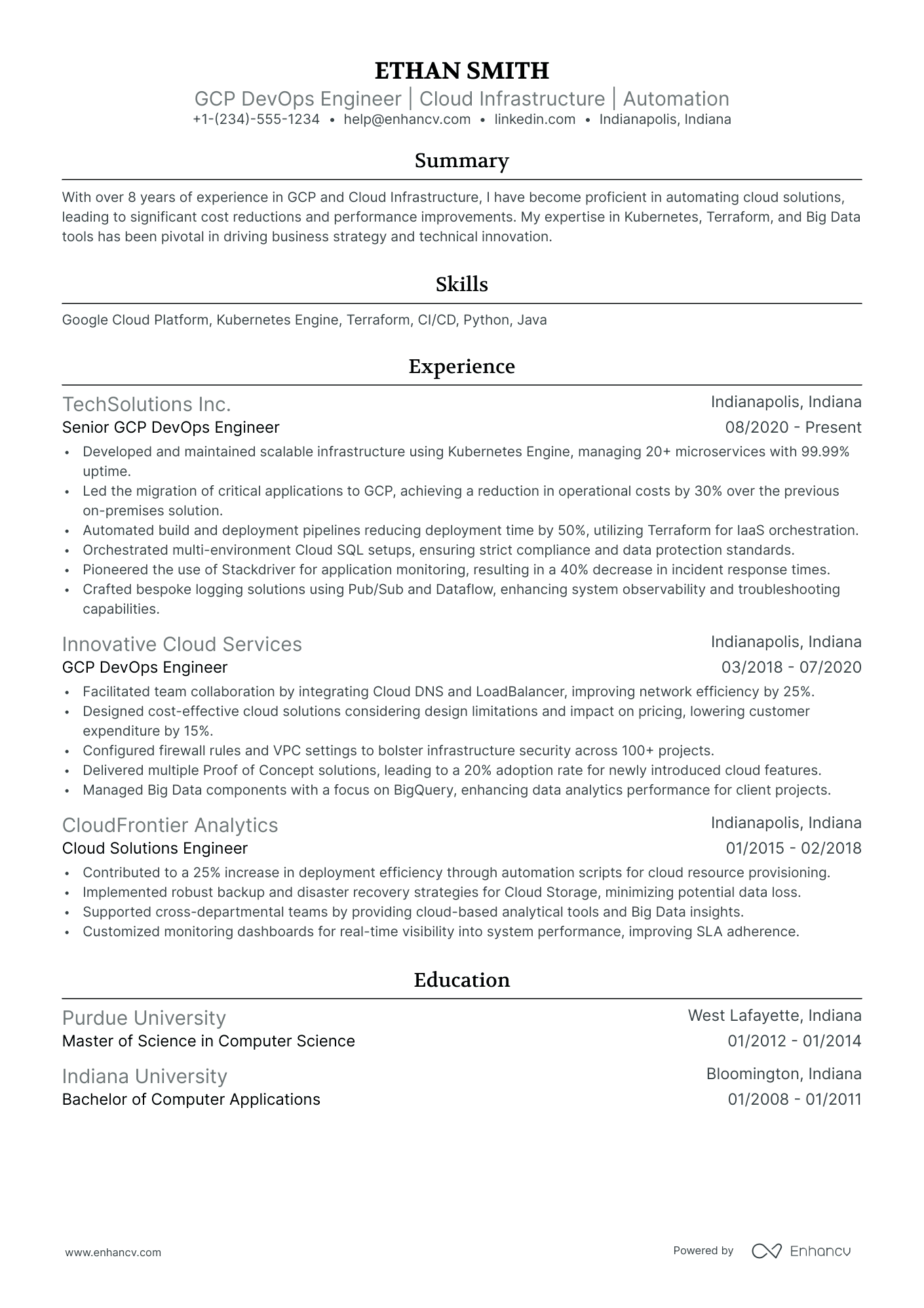 10 GCP Devops Engineer Resume Examples & Guide for 2026