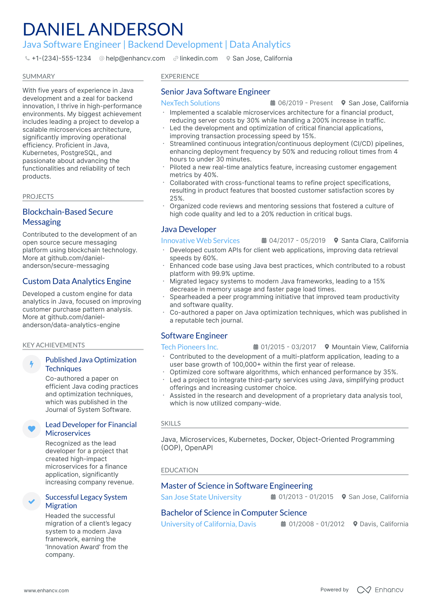 10 Java Software Engineer Resume Examples & Guide for 2025