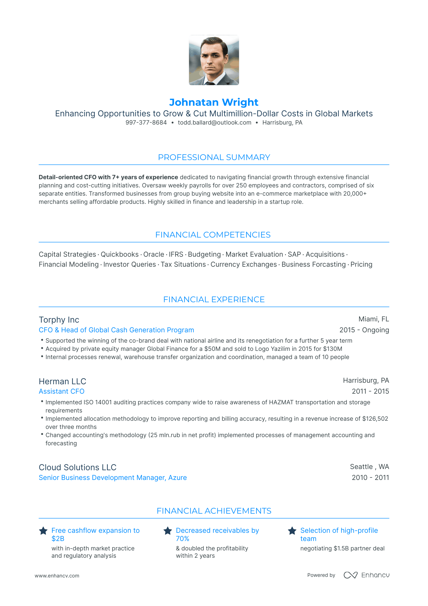 5 Chief Financial Officer Resume Examples & Guide for 2024