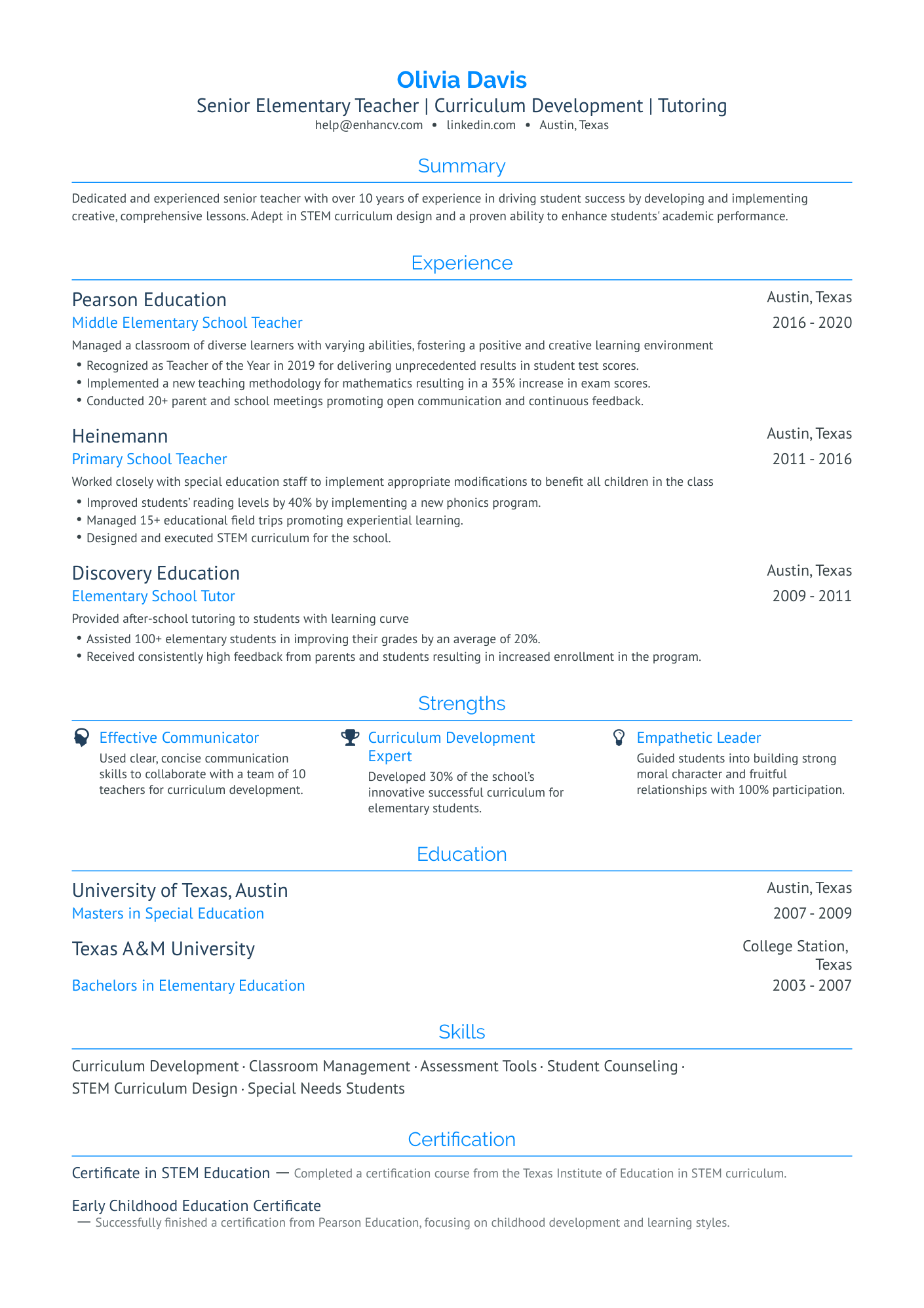 9 Elementary Teacher Resume Examples & Guide for 2024