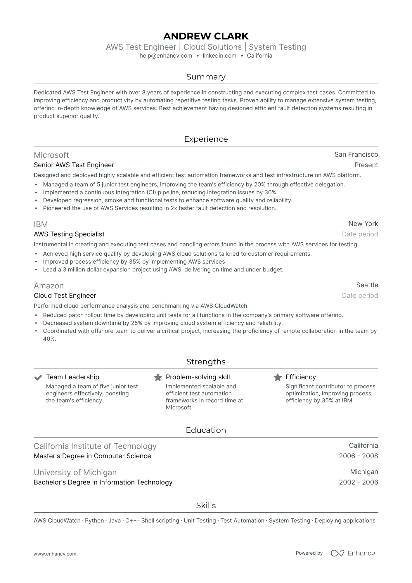5 AWS Testing Resume Examples & Guide for 2024