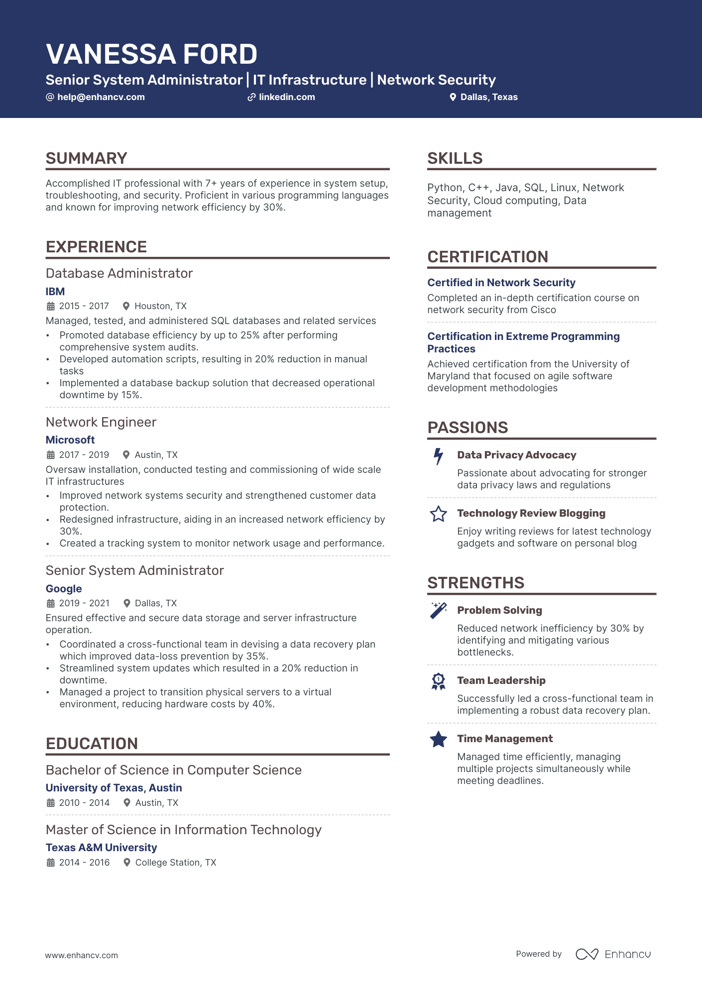 10 Senior System Administrator Resume Examples & Guide for 2026