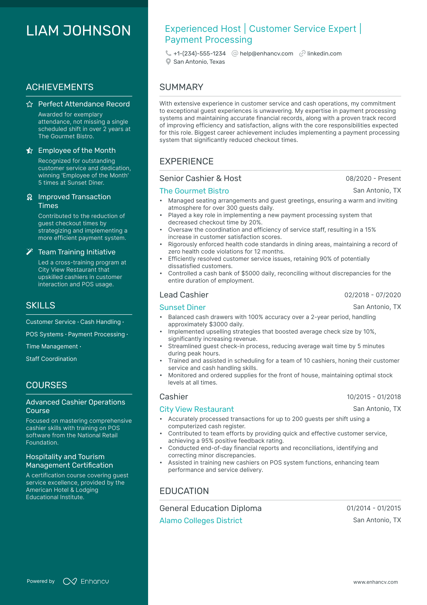 5 Food Cashier Resume Examples & Guide for 2024