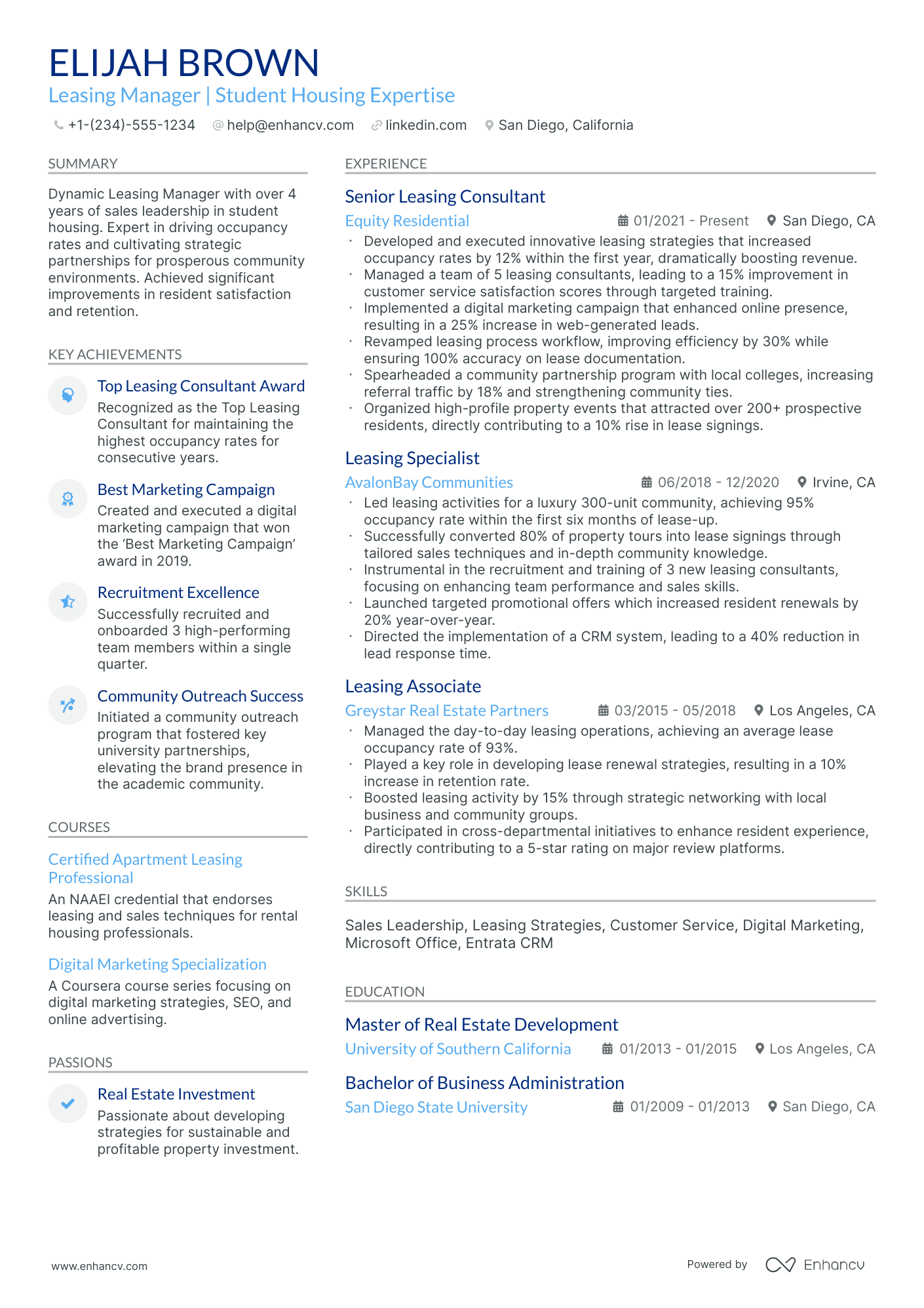 10 Leasing Manager Resume Examples & Guide for 2026