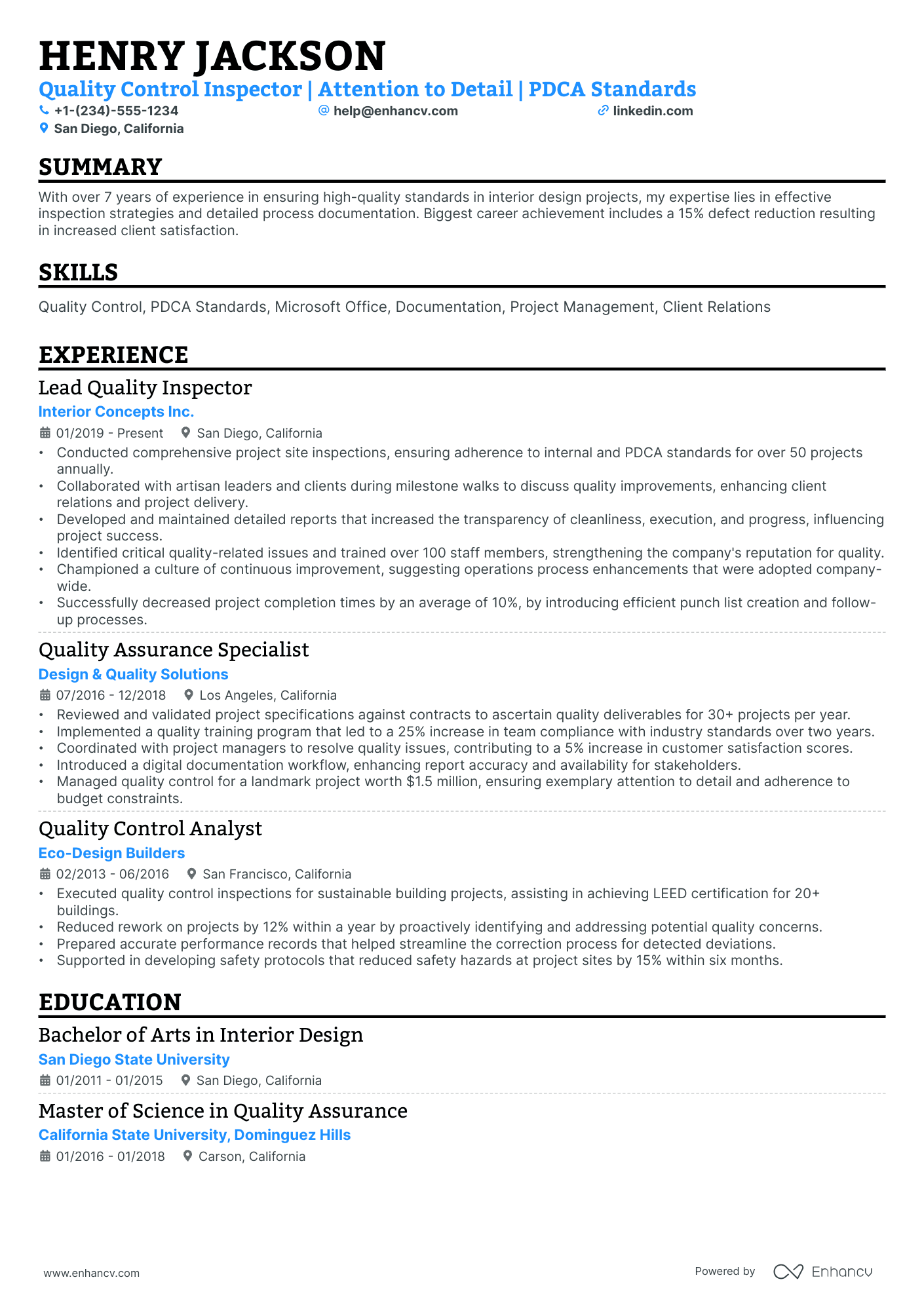 10 Quality Control Inspector Resume Examples & Guide for 2026
