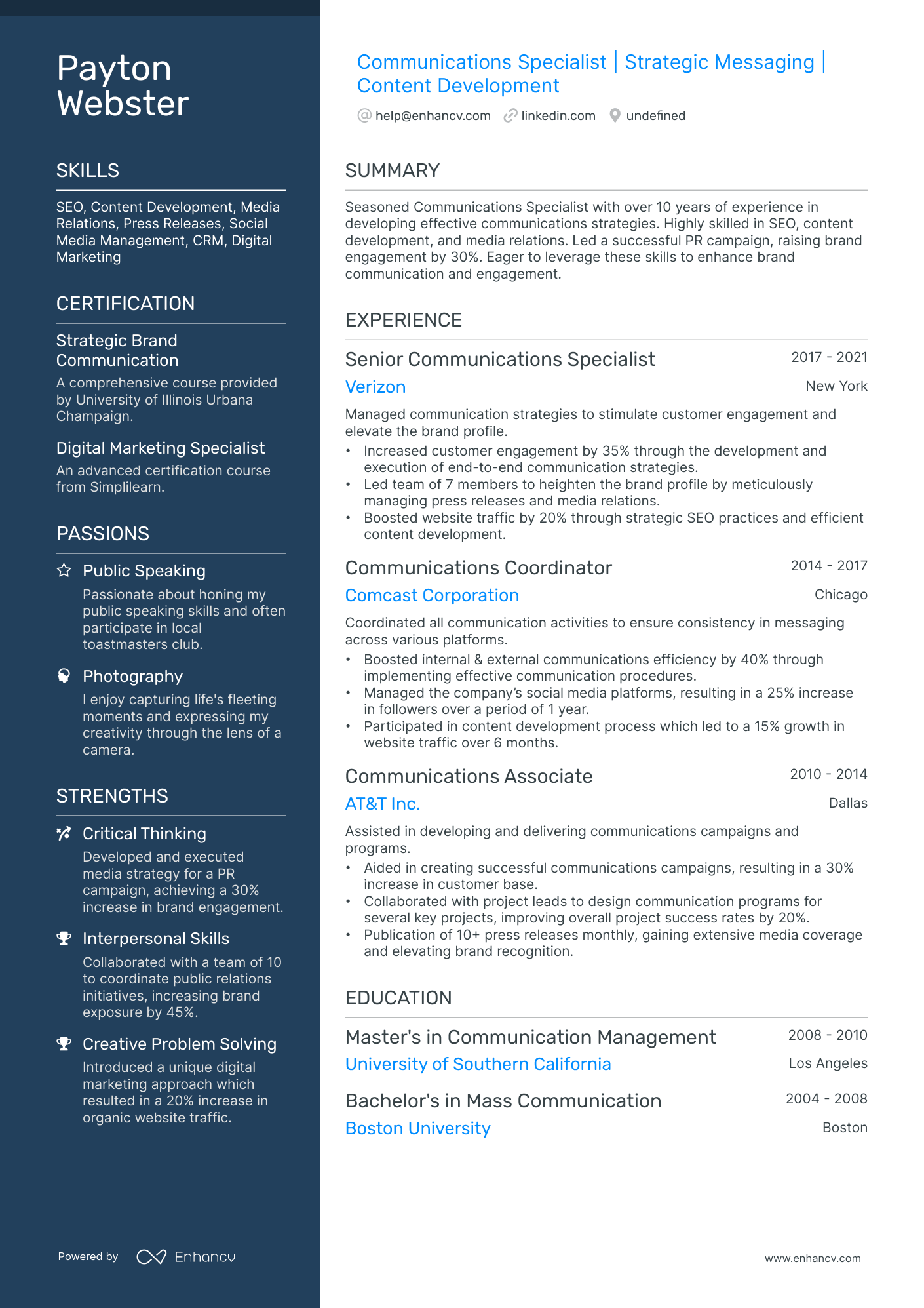 10 Communications Specialist Resume Examples & Guide for 2025