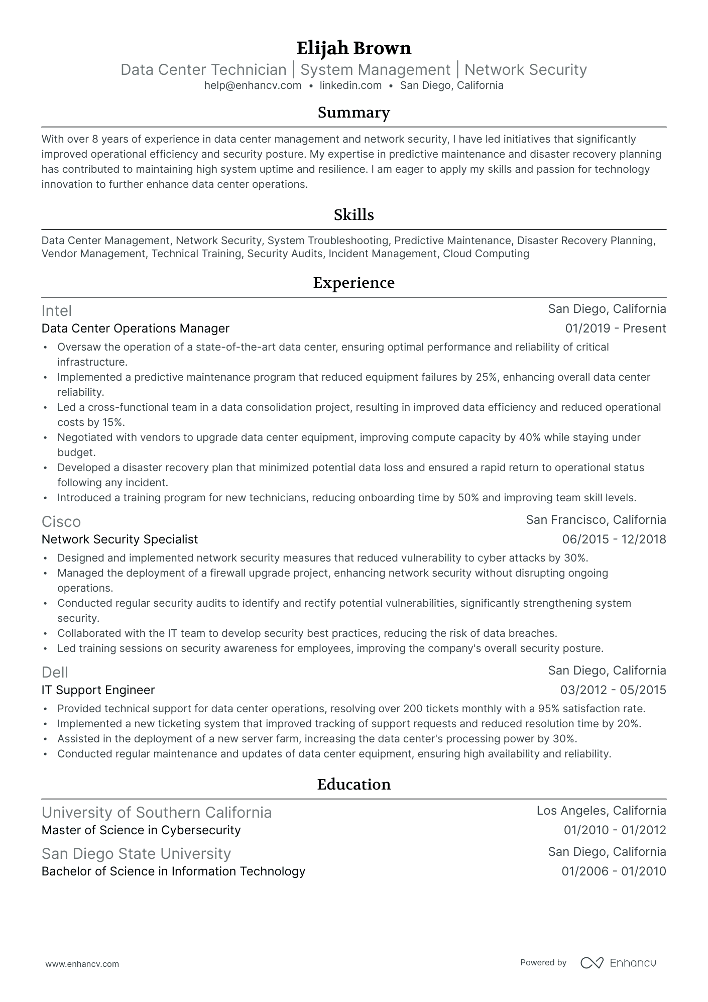 6 Data Center Technician Resume Examples & Guide for 2025