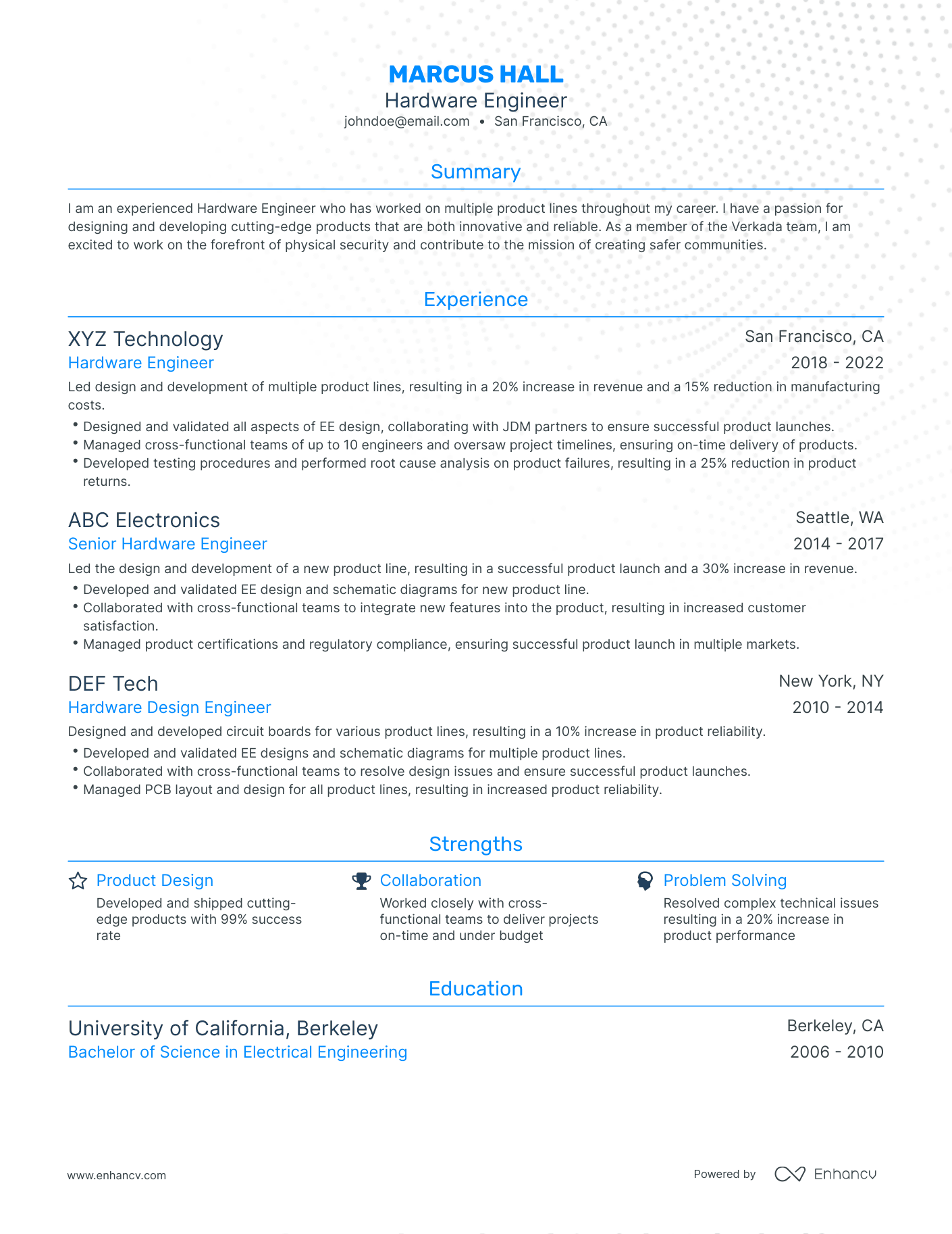 5 Hardware Engineer Resume Examples & Guide for 2024