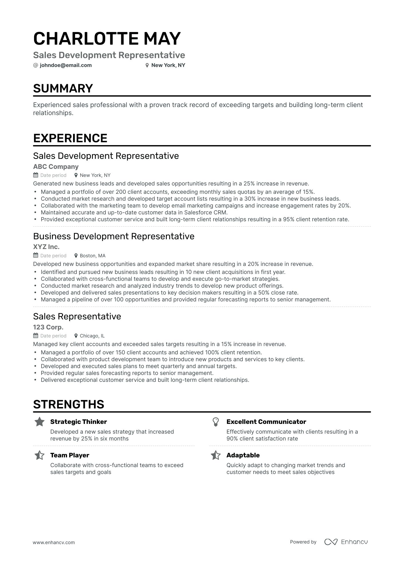 5 Sales Development Representative Resume Examples & Guide for 2024