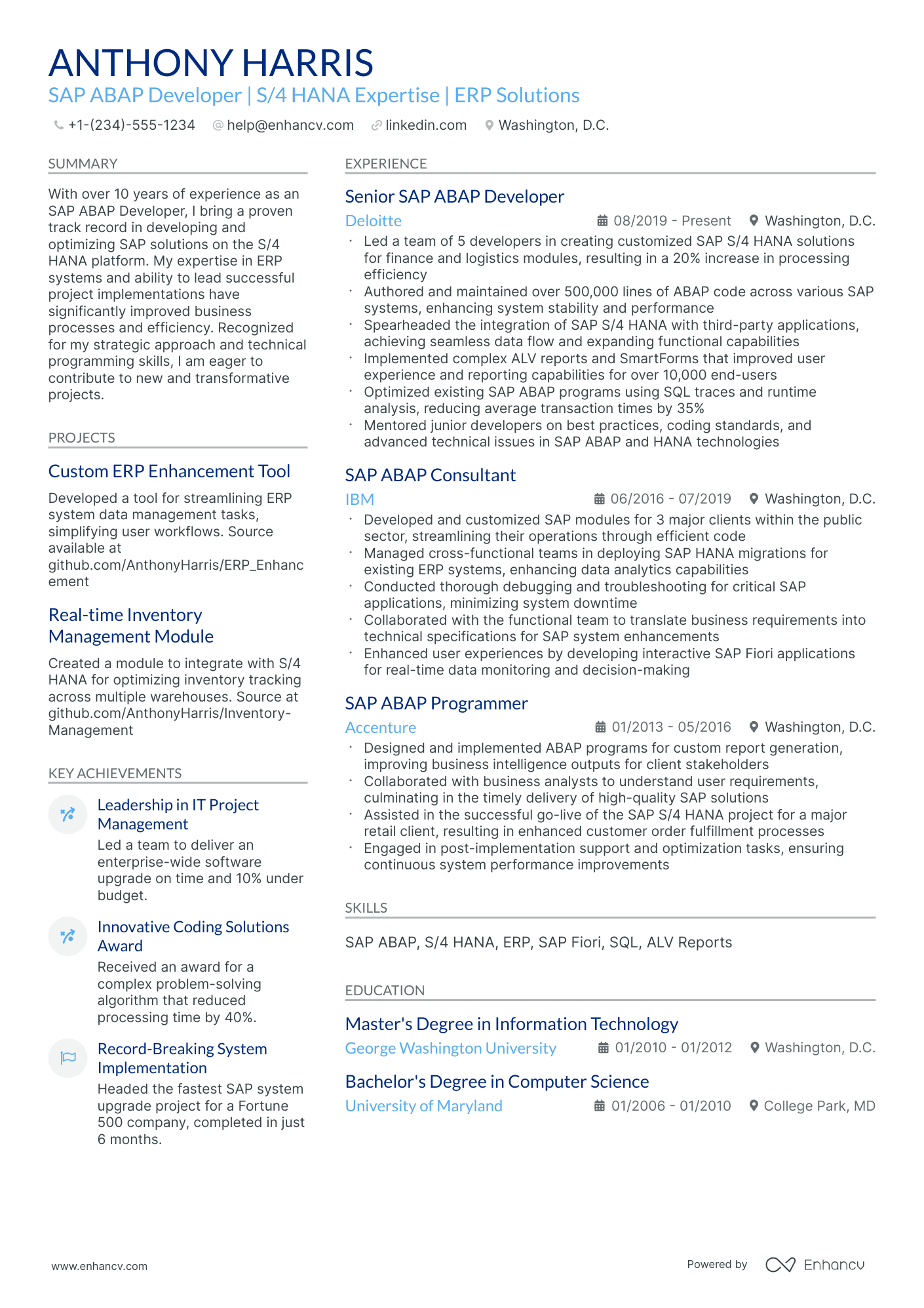 10 SAP ABAP Developer Resume Examples & Guide for 2025