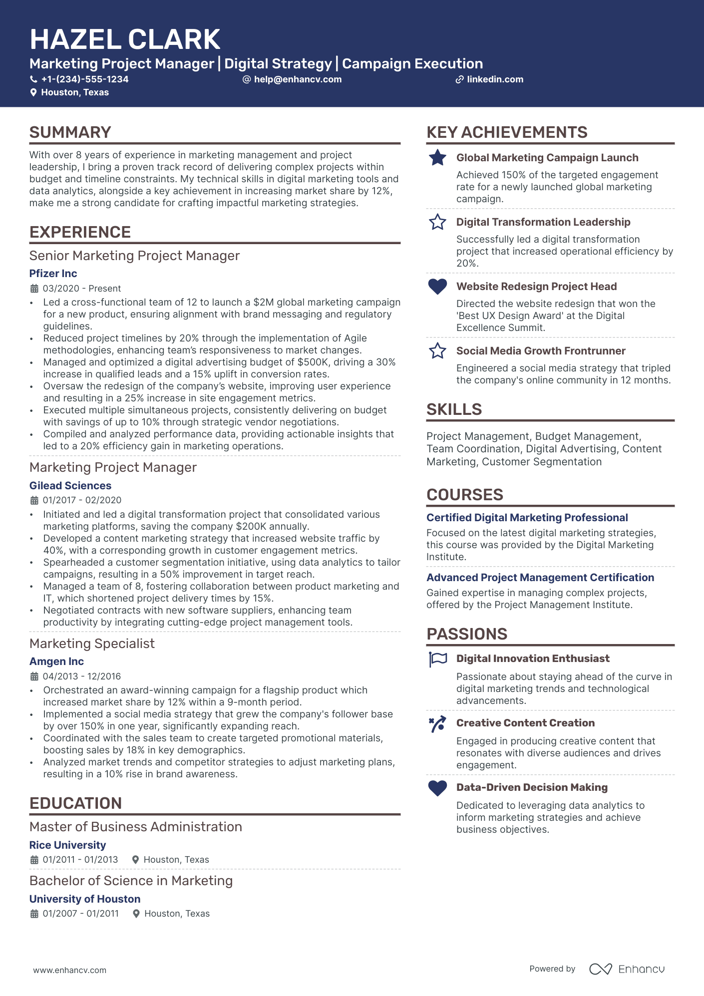10 Marketing Project Manager Resume Examples & Guide for 2026